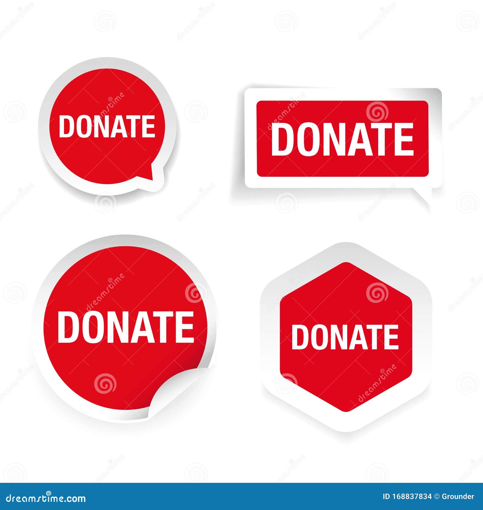 Donate Red Label Set Isolated Stock Vector - Illustration of care, gift ...