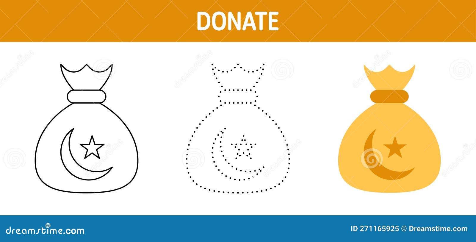 Donate Tracing and Coloring Worksheet for Kids Stock Vector ...