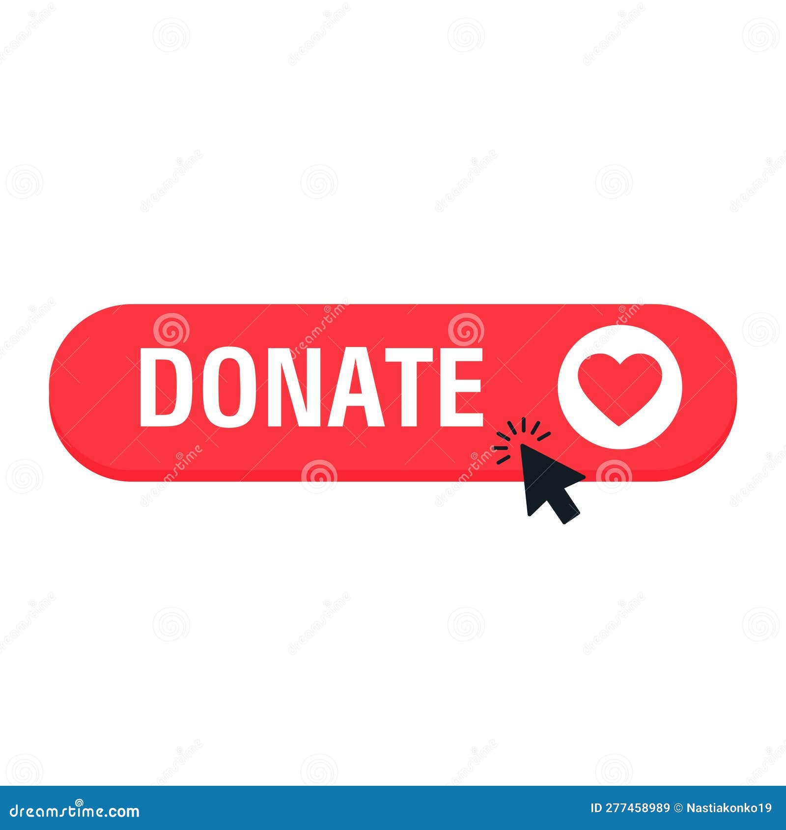 Donate Web Button. Red Button with Heart. Symbol of Financial Aid ...