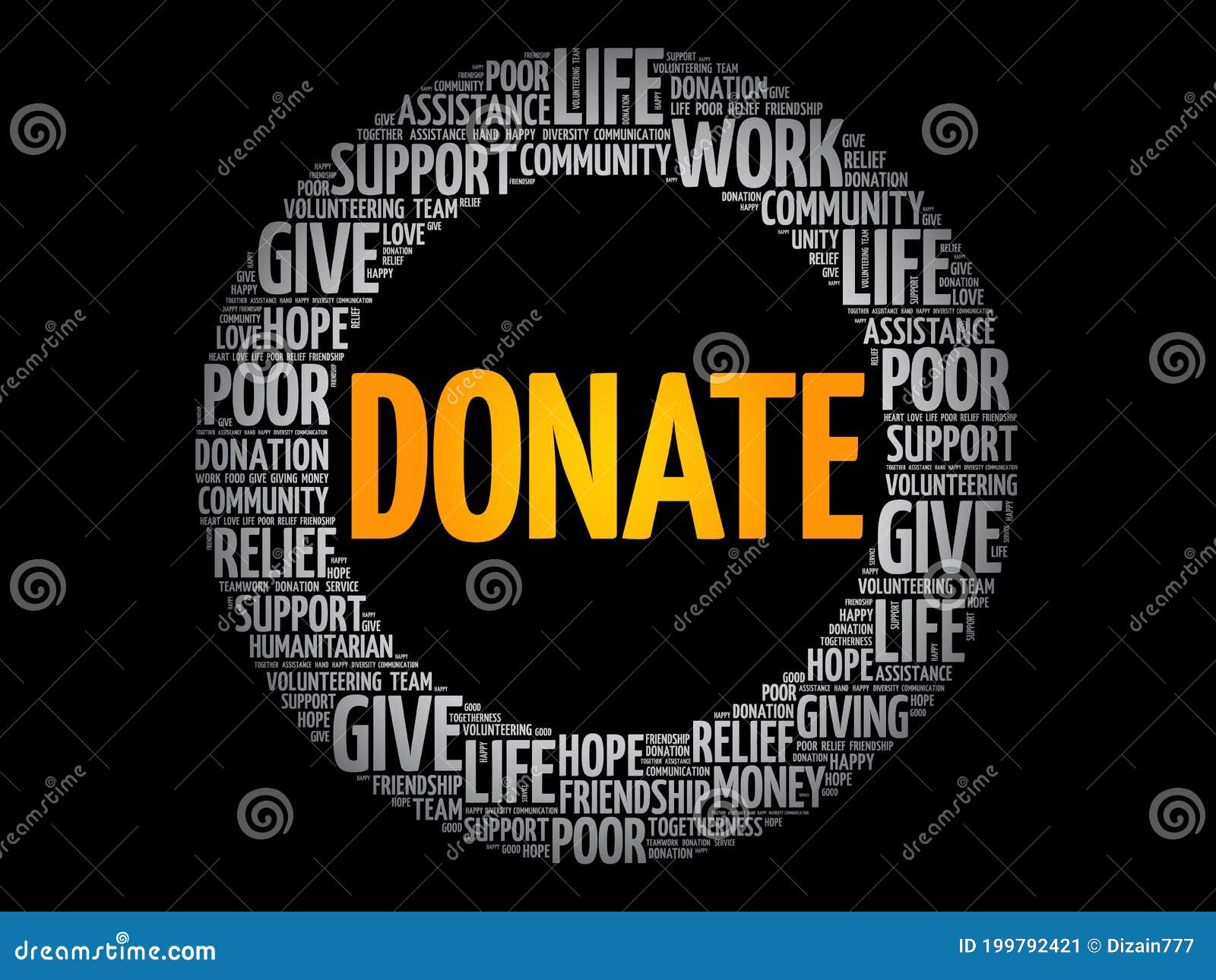 Donate word cloud collage stock illustration. Illustration of charity ...