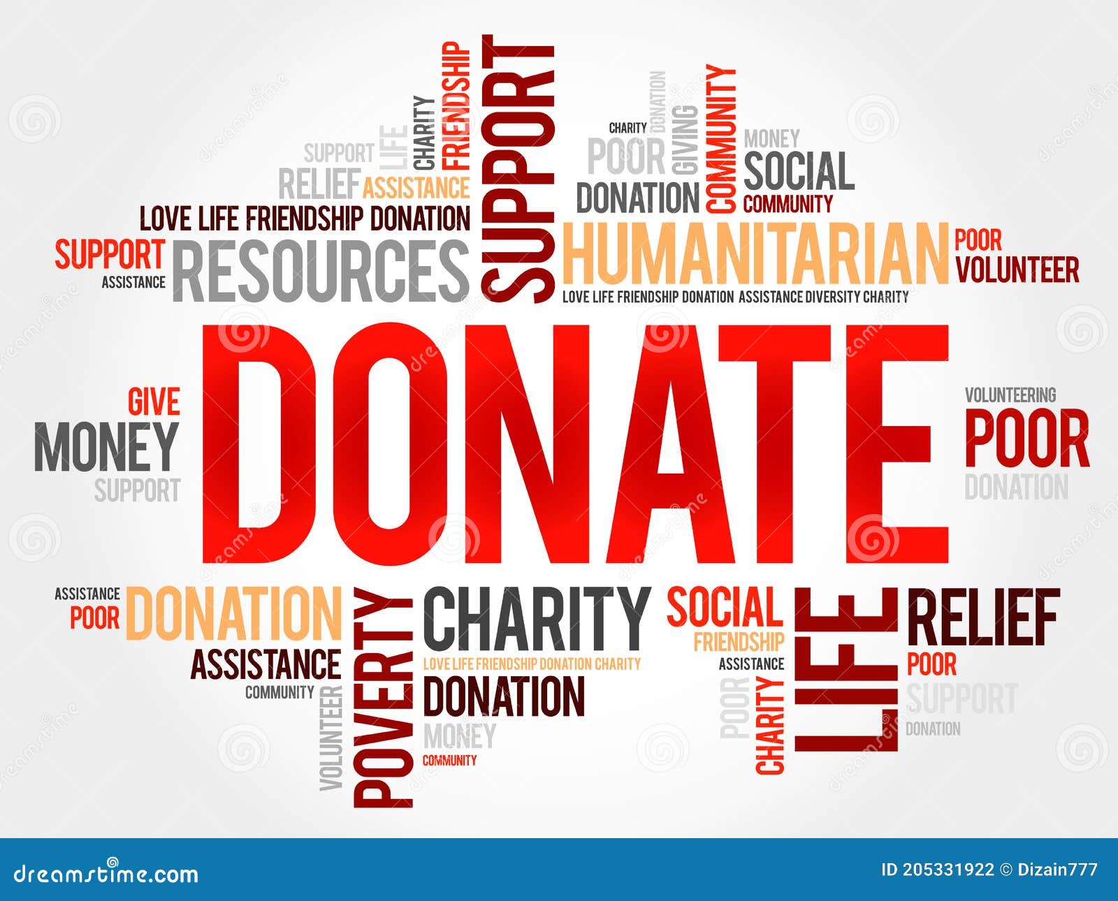 Donate word cloud stock illustration. Illustration of unity - 205331922