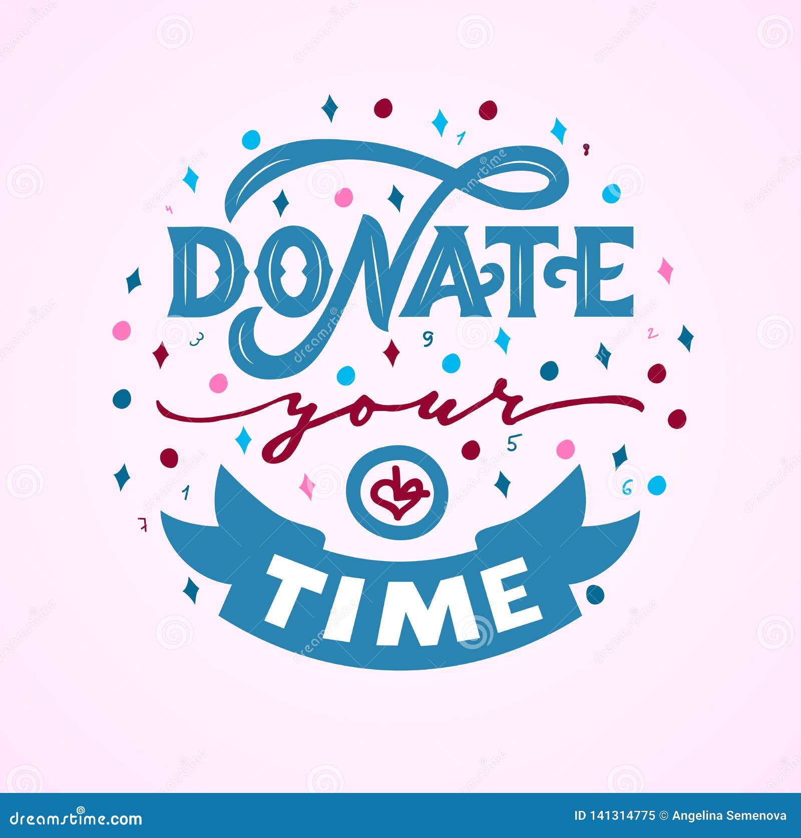 Donate Your Time Hand Lettering with Decorative Elements. Vector Stock ...