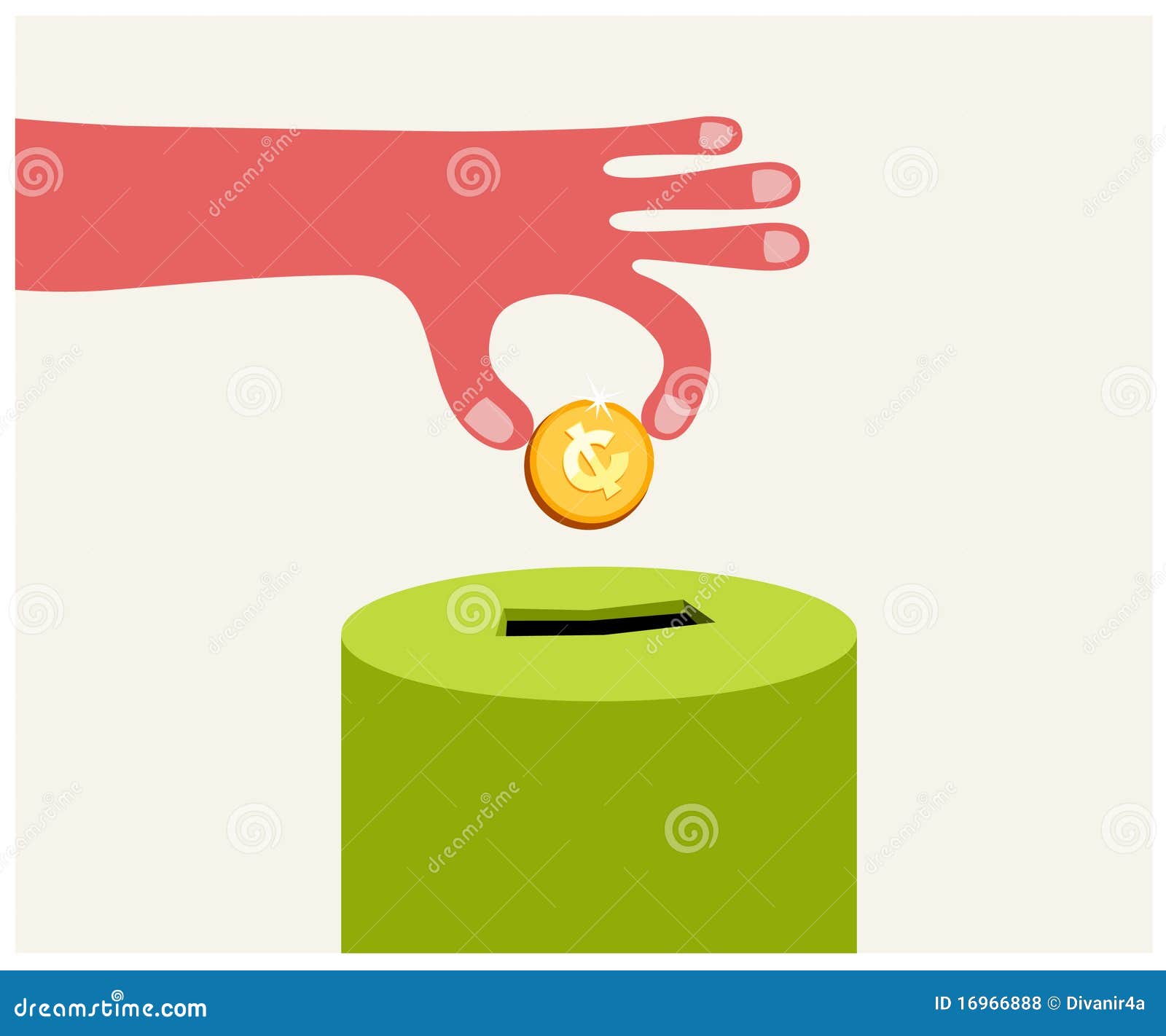 Donating golden coin stock illustration. Illustration of share - 16966888