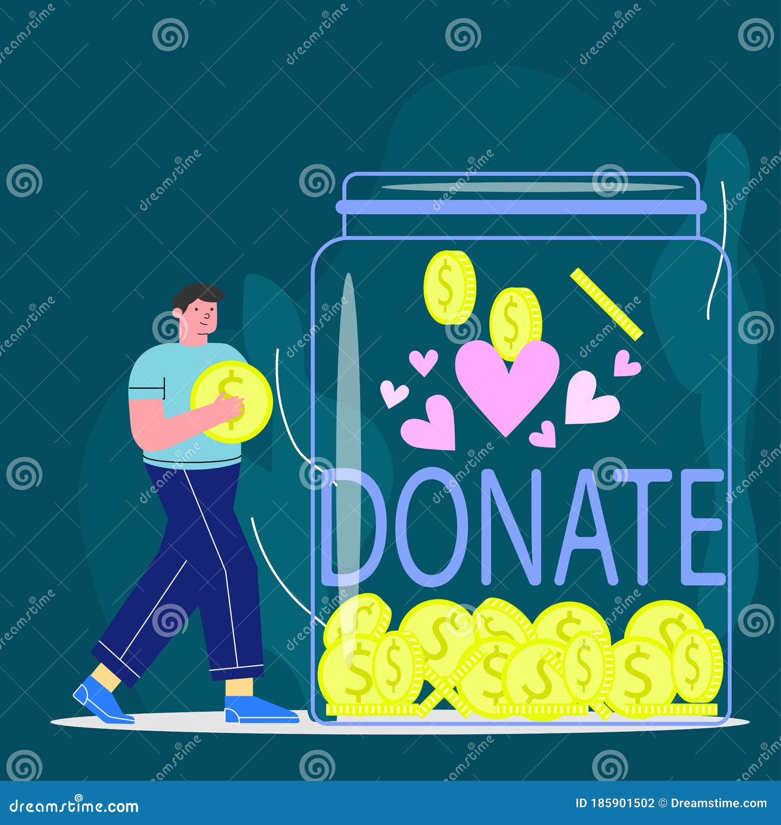 Modern Illustration of Charity and Donation. Volunteer Giving Money ...