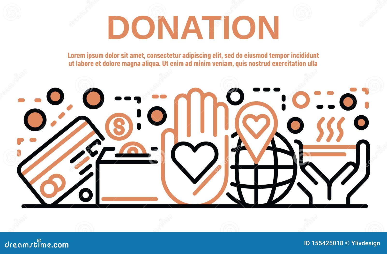 Donation Banner, Outline Style Stock Vector - Illustration of icon ...