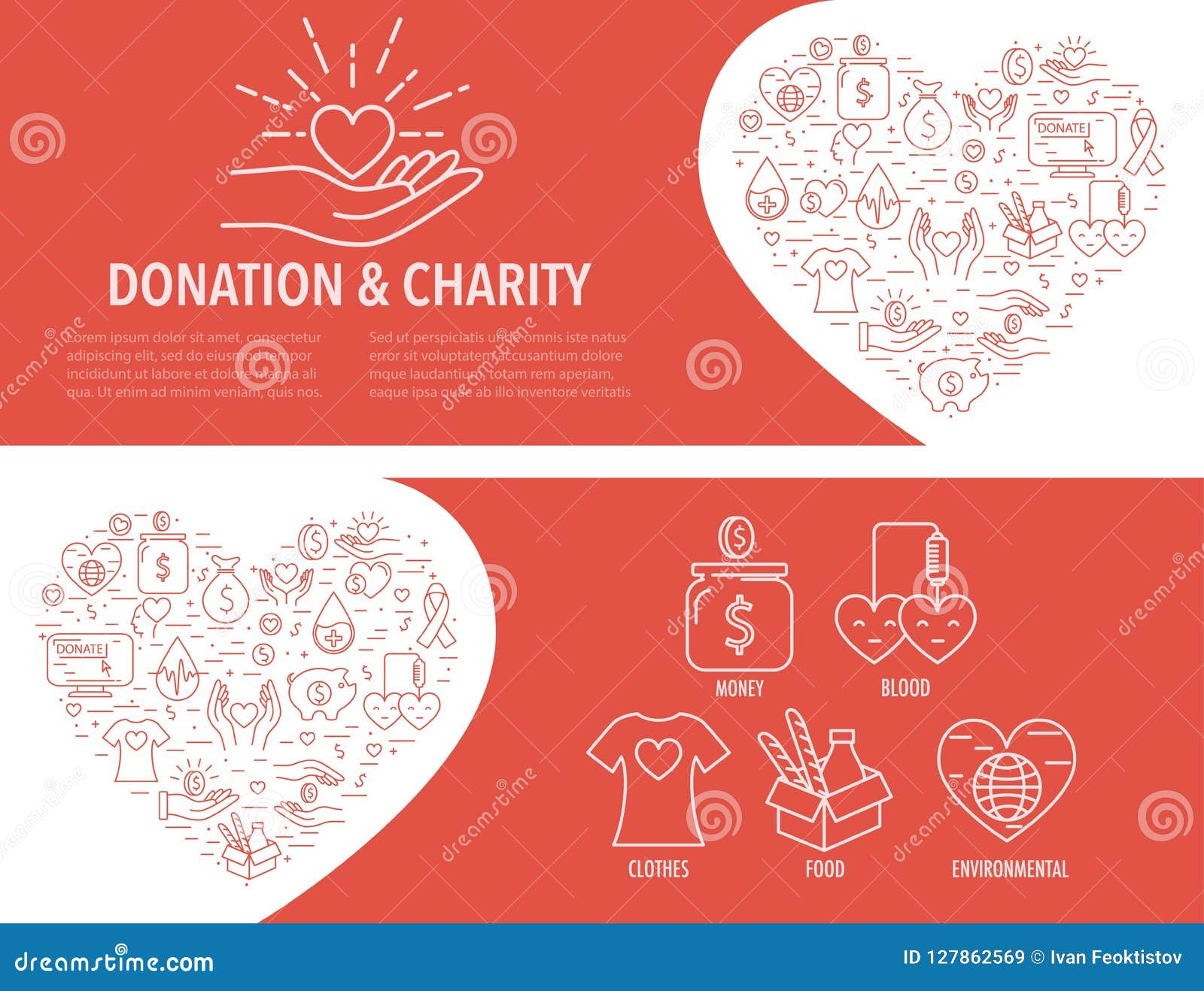 Donation banner template stock vector. Illustration of humanitarian ...