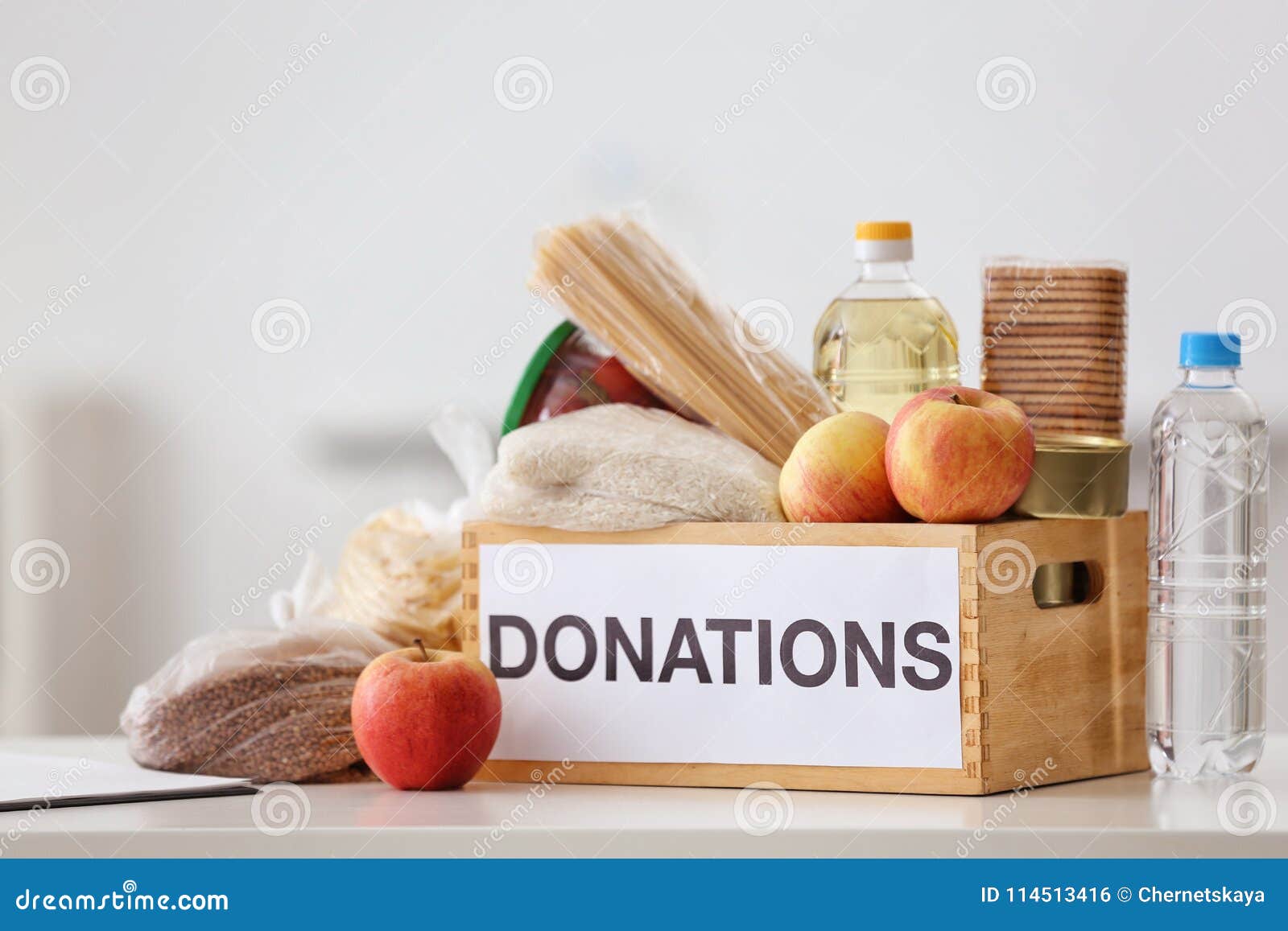 Donation Box with Food Products Stock Photo - Image of generosity ...