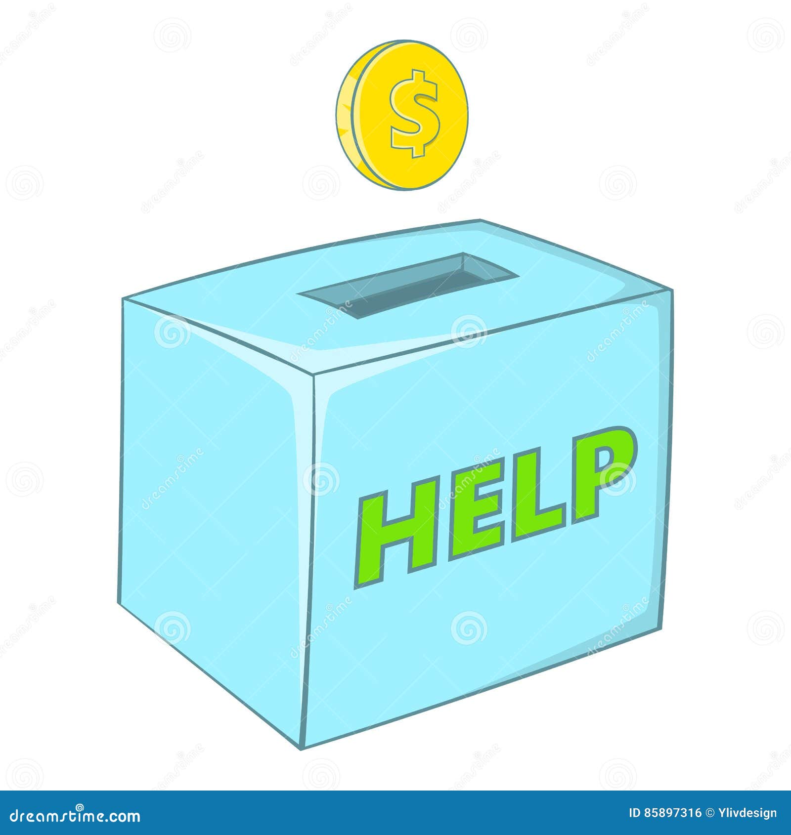Donation Box Icon, Cartoon Style Stock Vector - Illustration of dollar ...