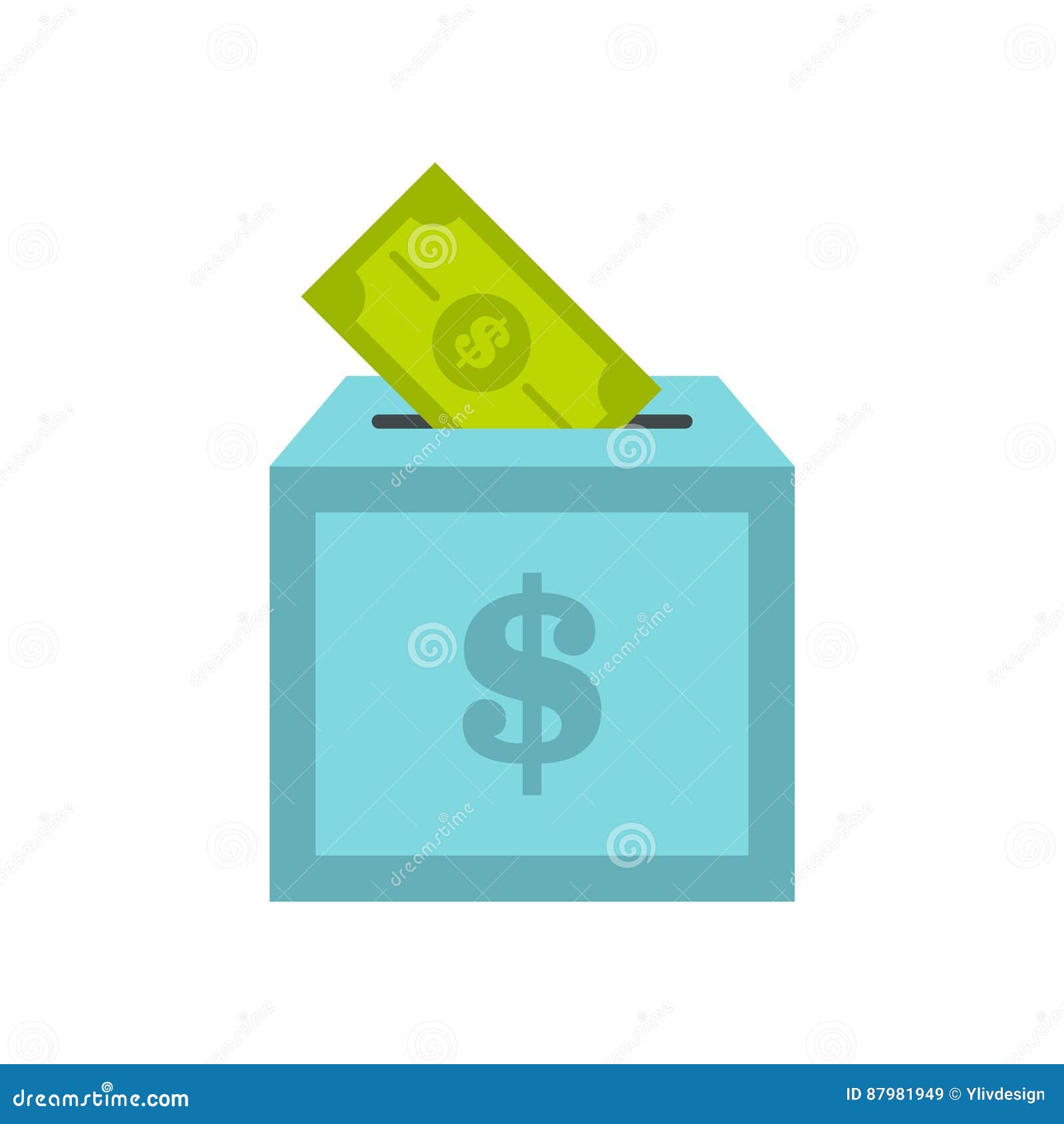Donation Box Icon, Flat Style Stock Vector - Illustration of bank, flat ...