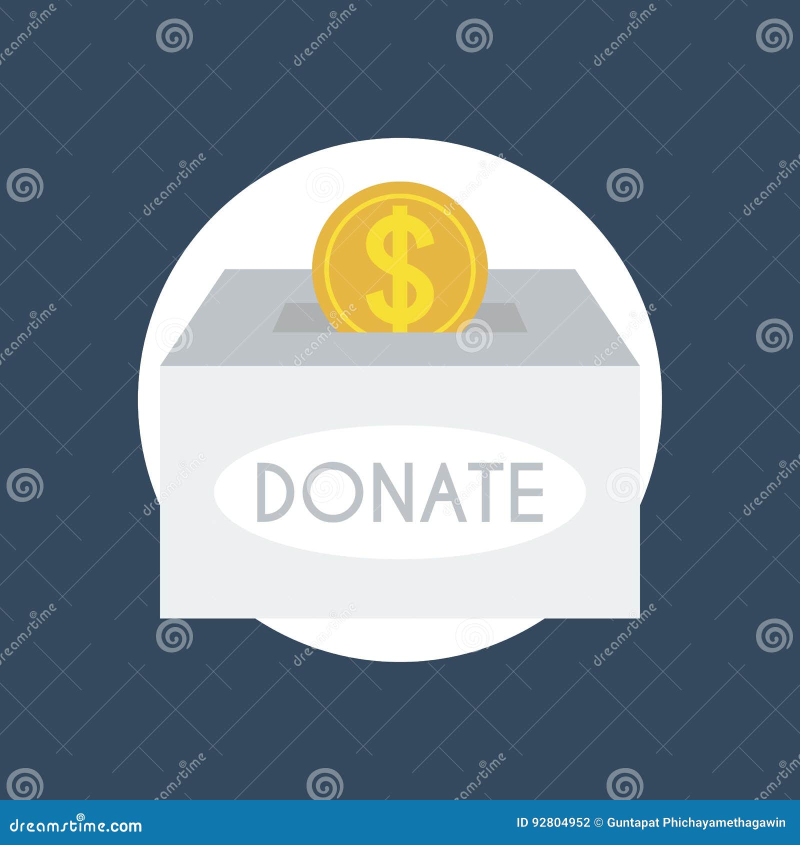 Donation Box Icon with Golden Coin. Flat Design Stock Vector ...