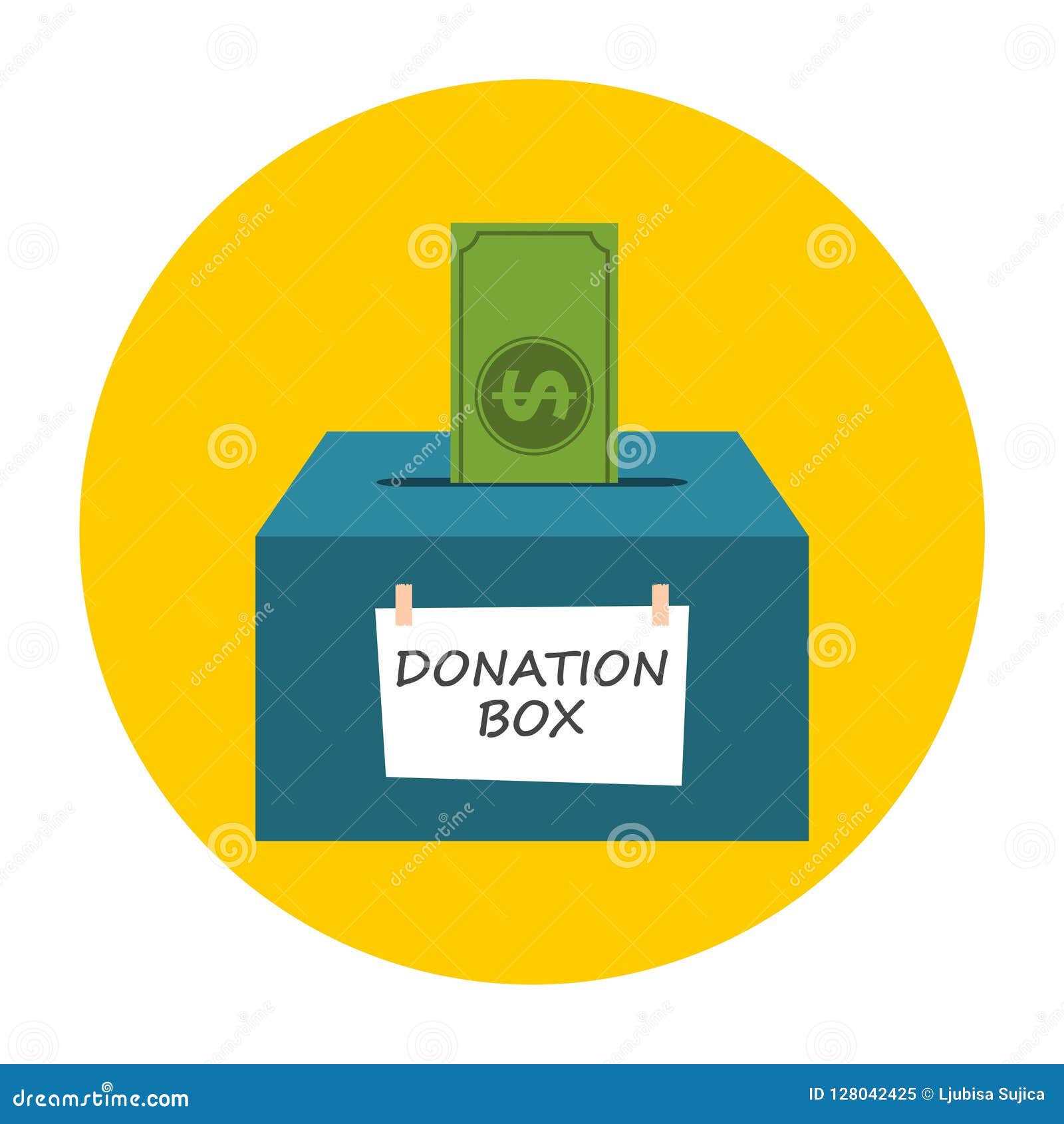 Donation Box Icon with Money Stock Illustration - Illustration of bank ...