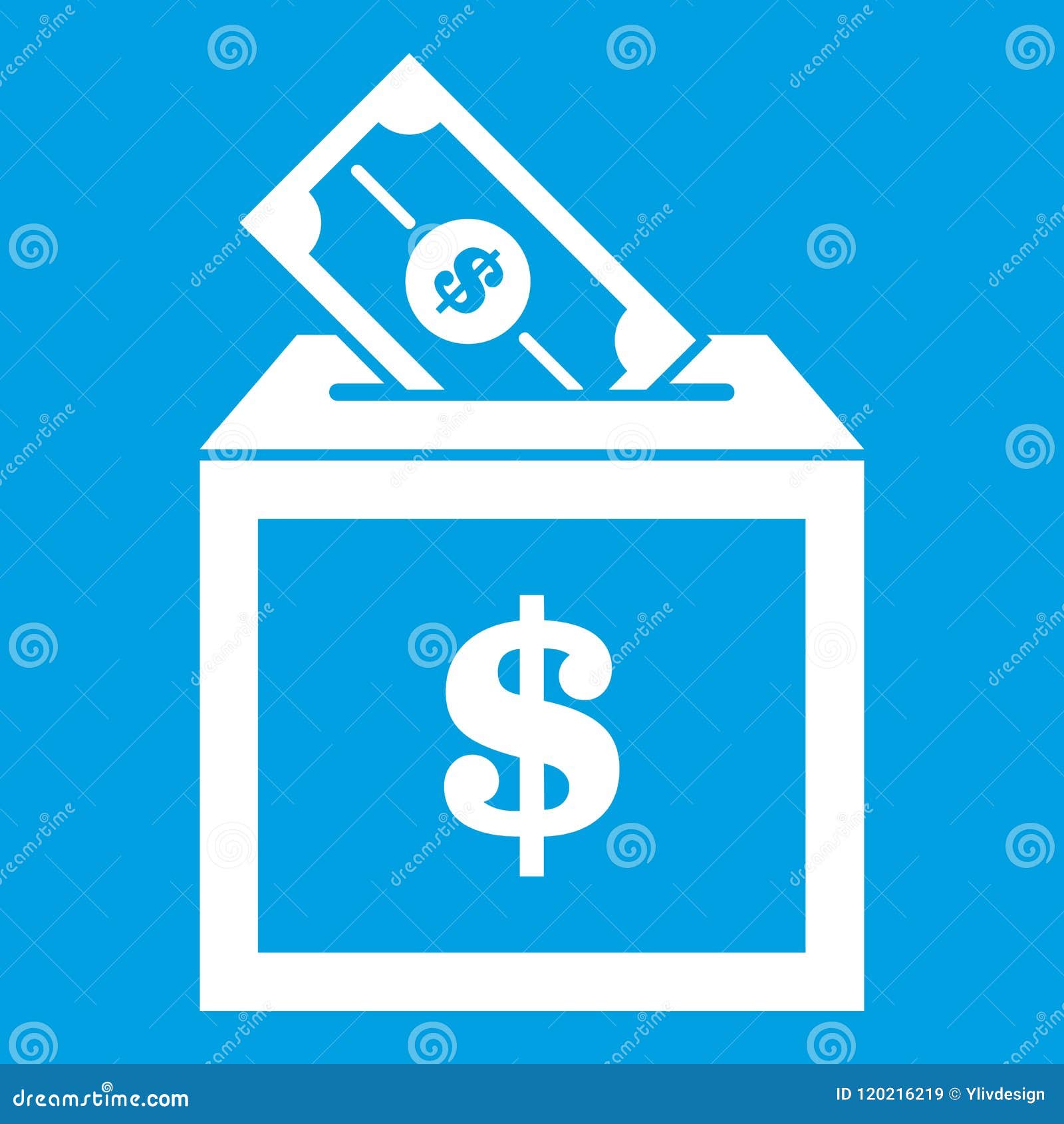 Donation box icon white stock vector. Illustration of fundraiser ...