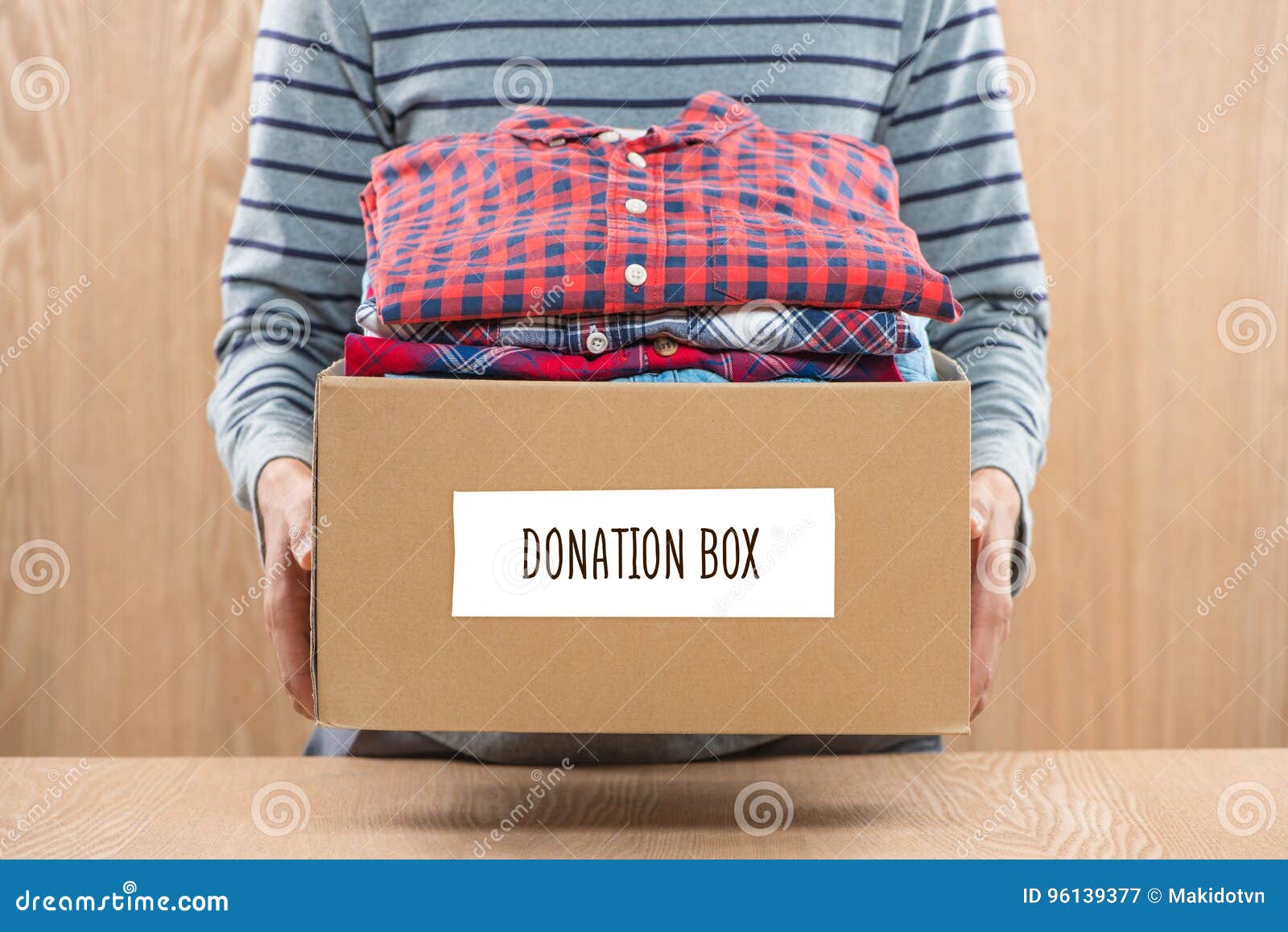 Donation Box for Poor with Clothing in Male Hands Stock Image - Image ...