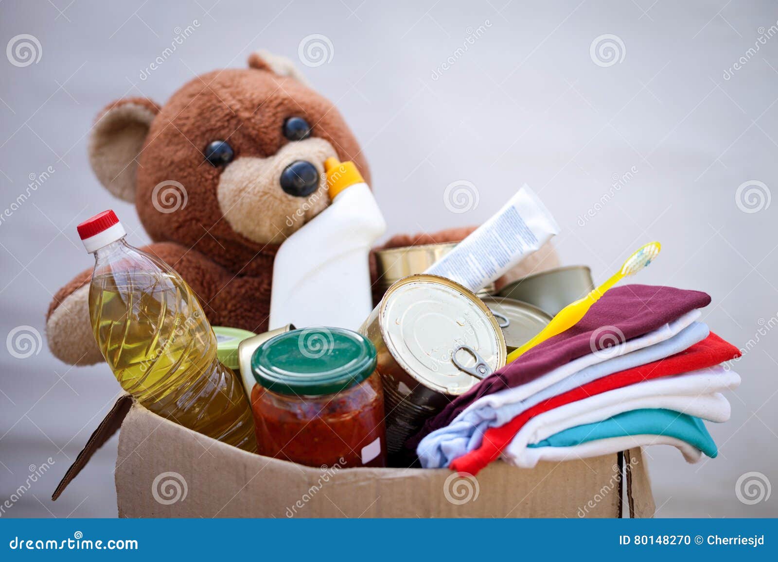 Donation box with stuff stock photo. Image of community - 80148270