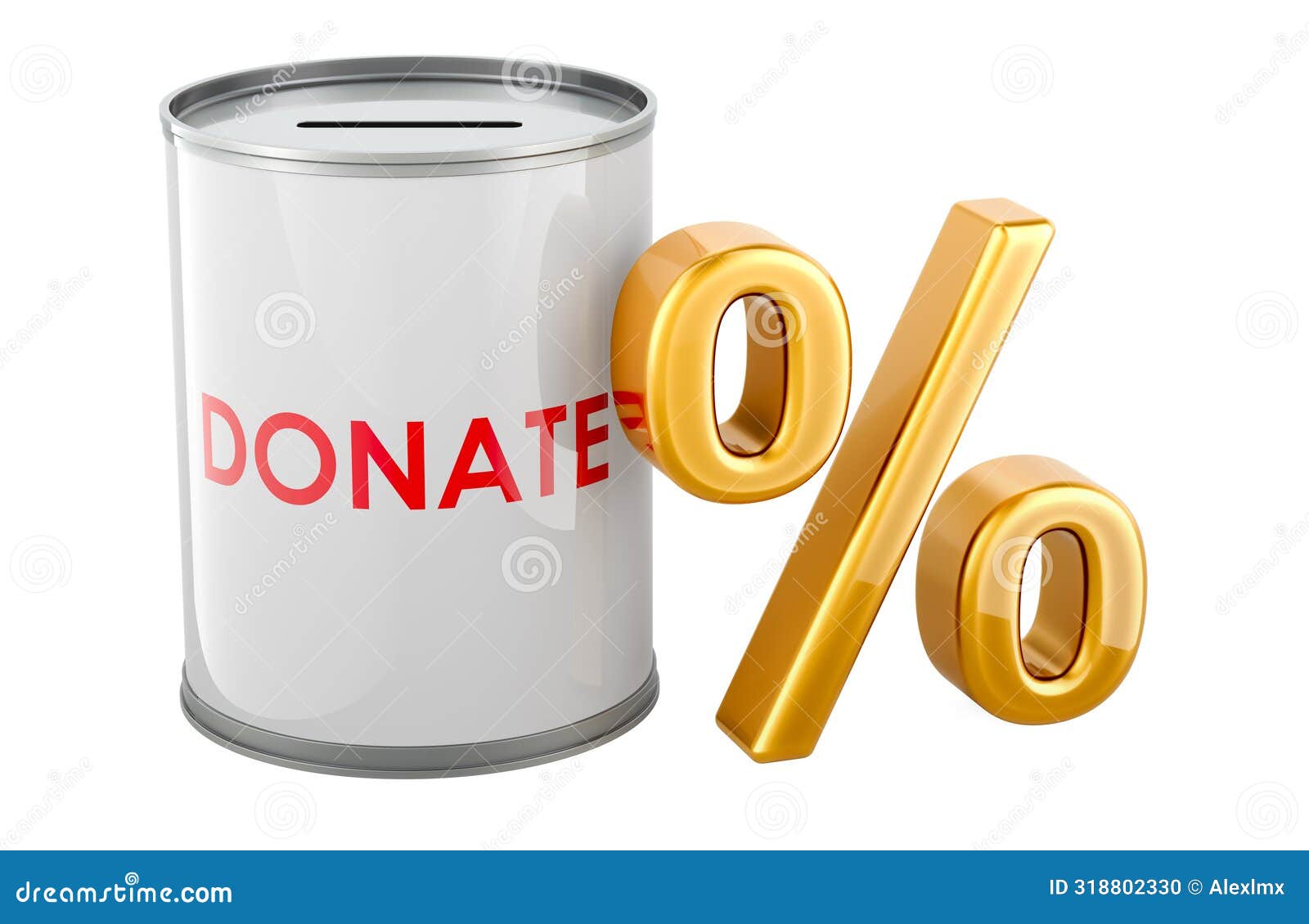 Donation Can with Percent Sign, 3D Rendering Stock Illustration ...