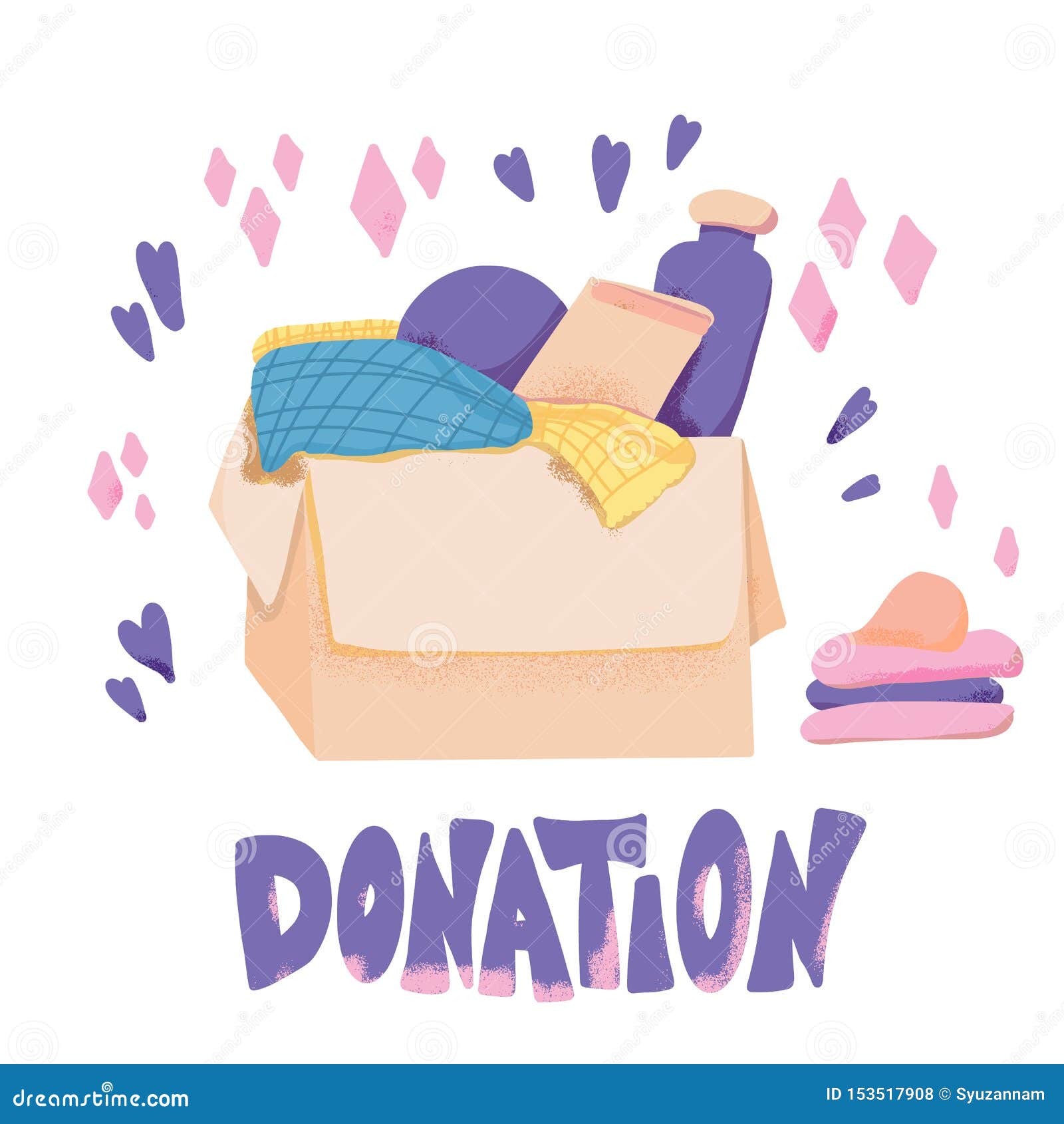 Donation Concept. Box with Stuff and Text. Stock Vector - Illustration ...