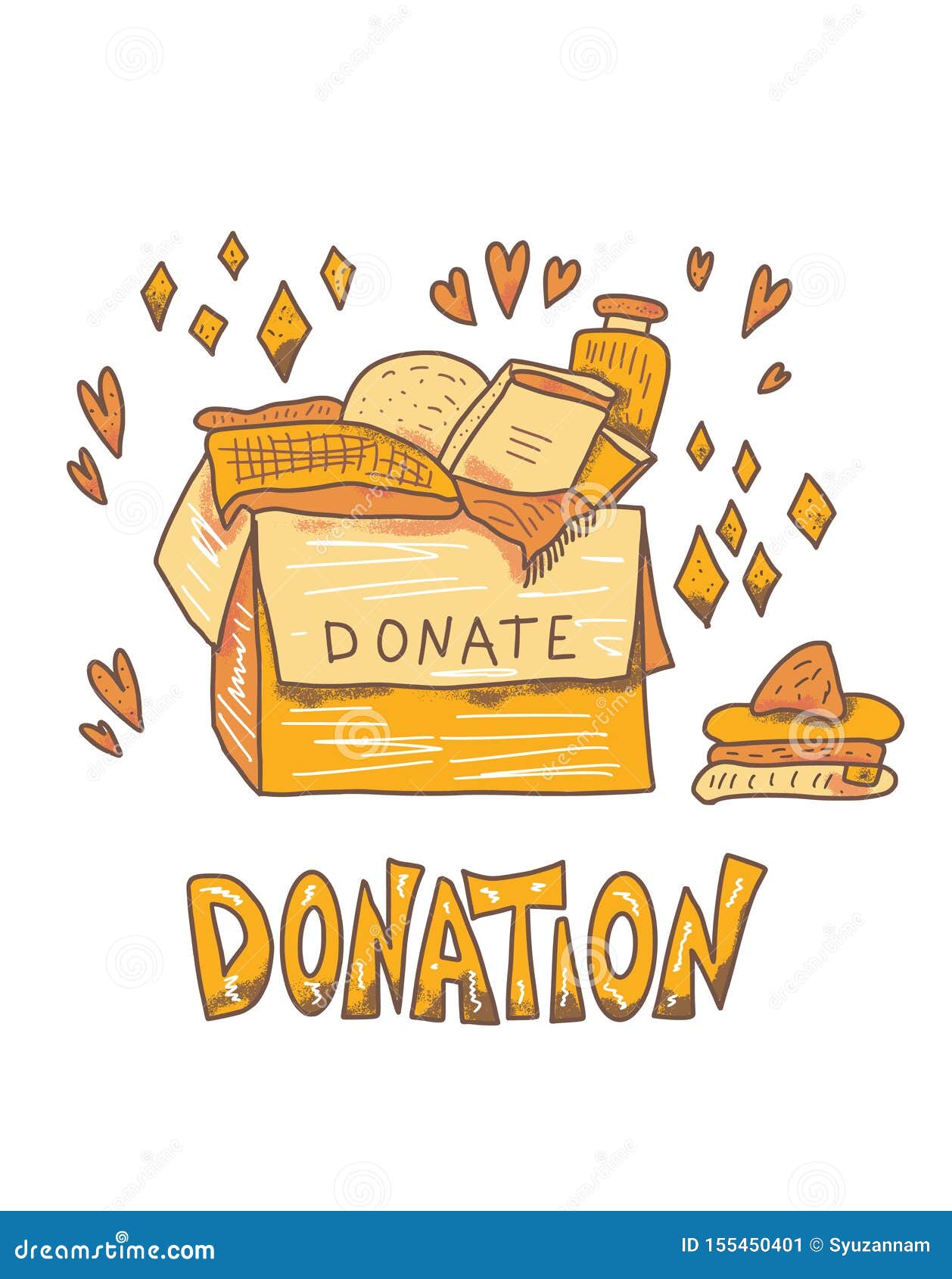 Donation Concept. Box with Stuff and Text Stock Vector - Illustration ...