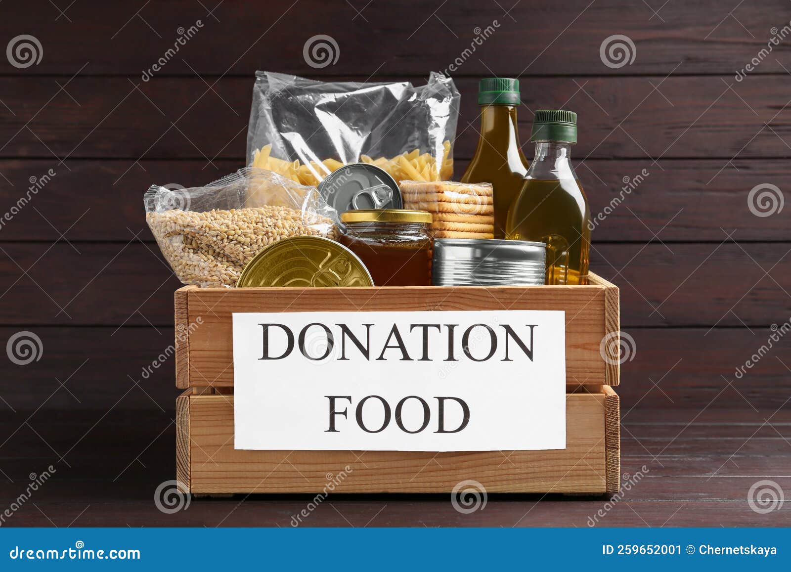 Donation Crate with Food on Wooden Table Stock Image - Image of pasta ...