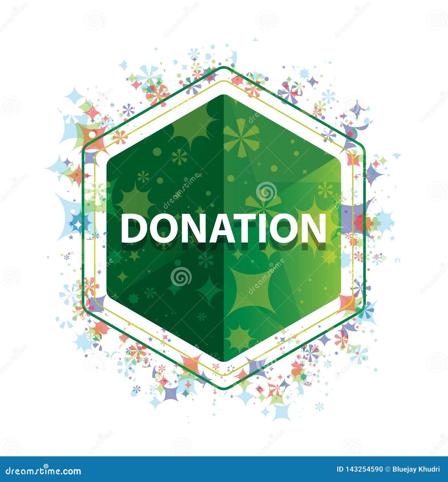 Donation Floral Plants Pattern Green Hexagon Button Stock Photo - Image ...