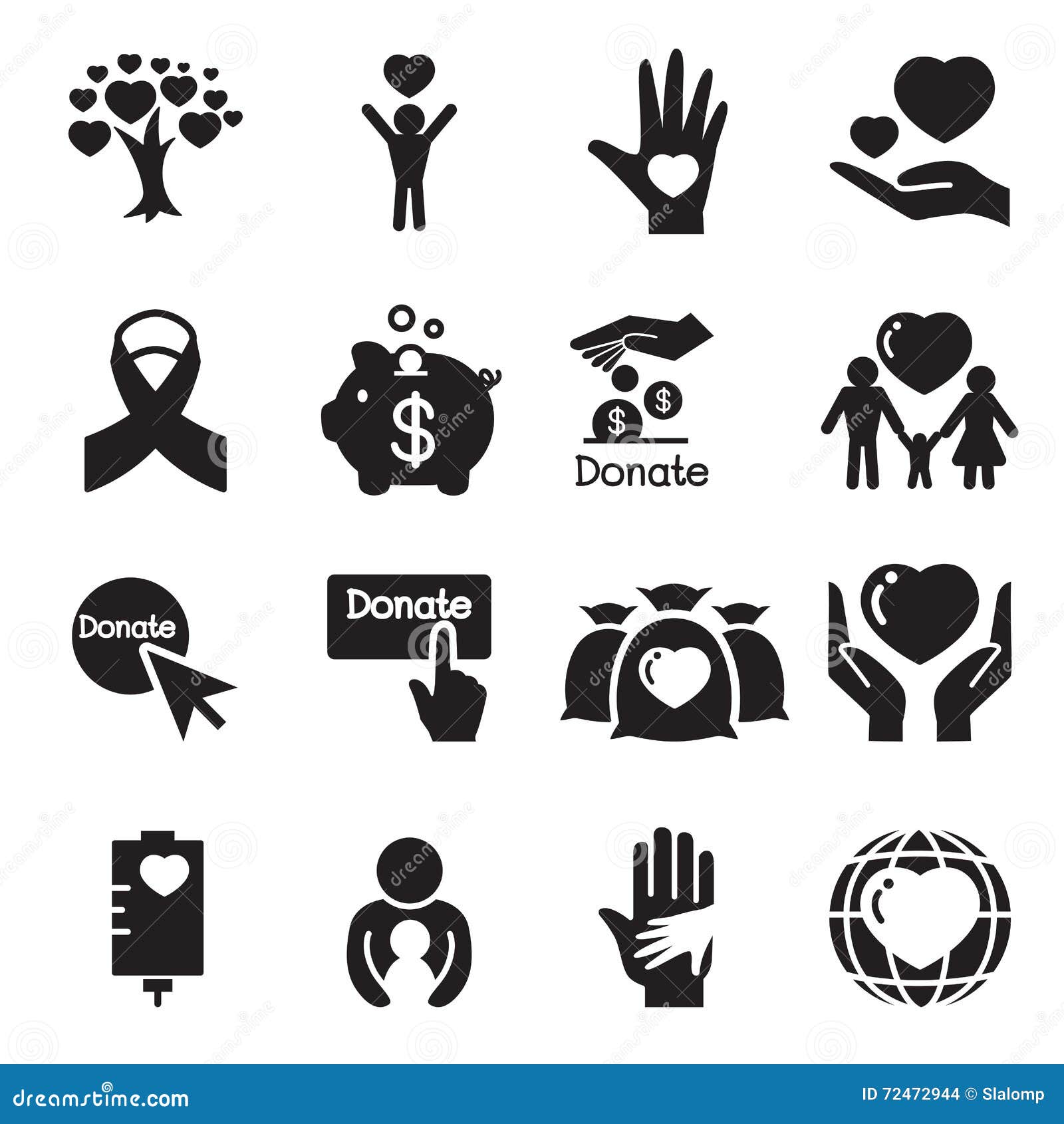 Donation & Giving Icons Set Stock Vector - Illustration of money ...