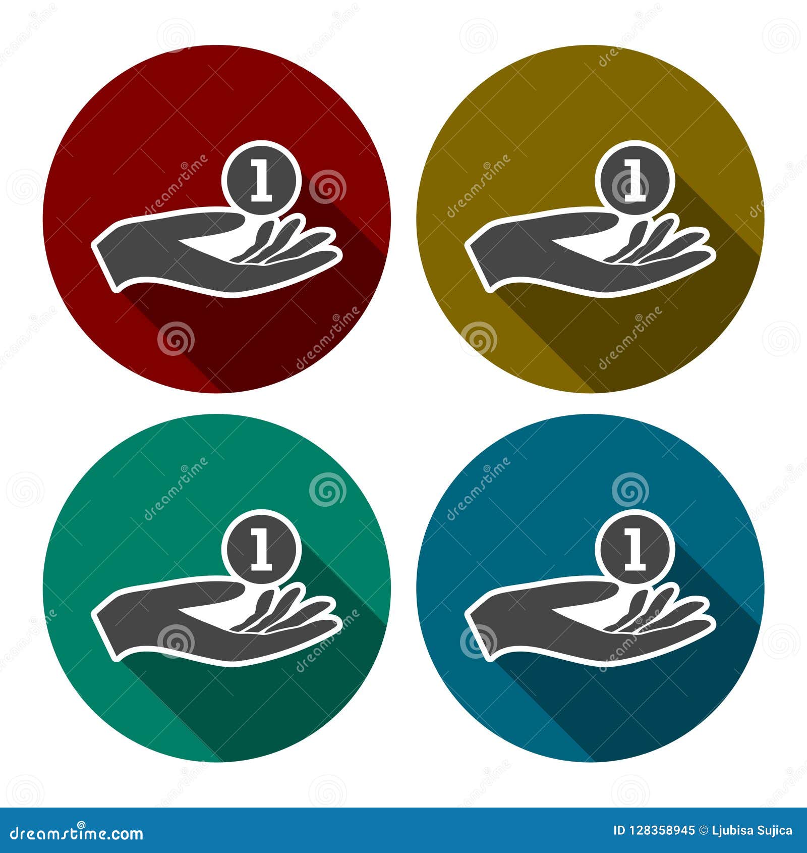 Donation hand sign icon stock vector. Illustration of coin - 128358945