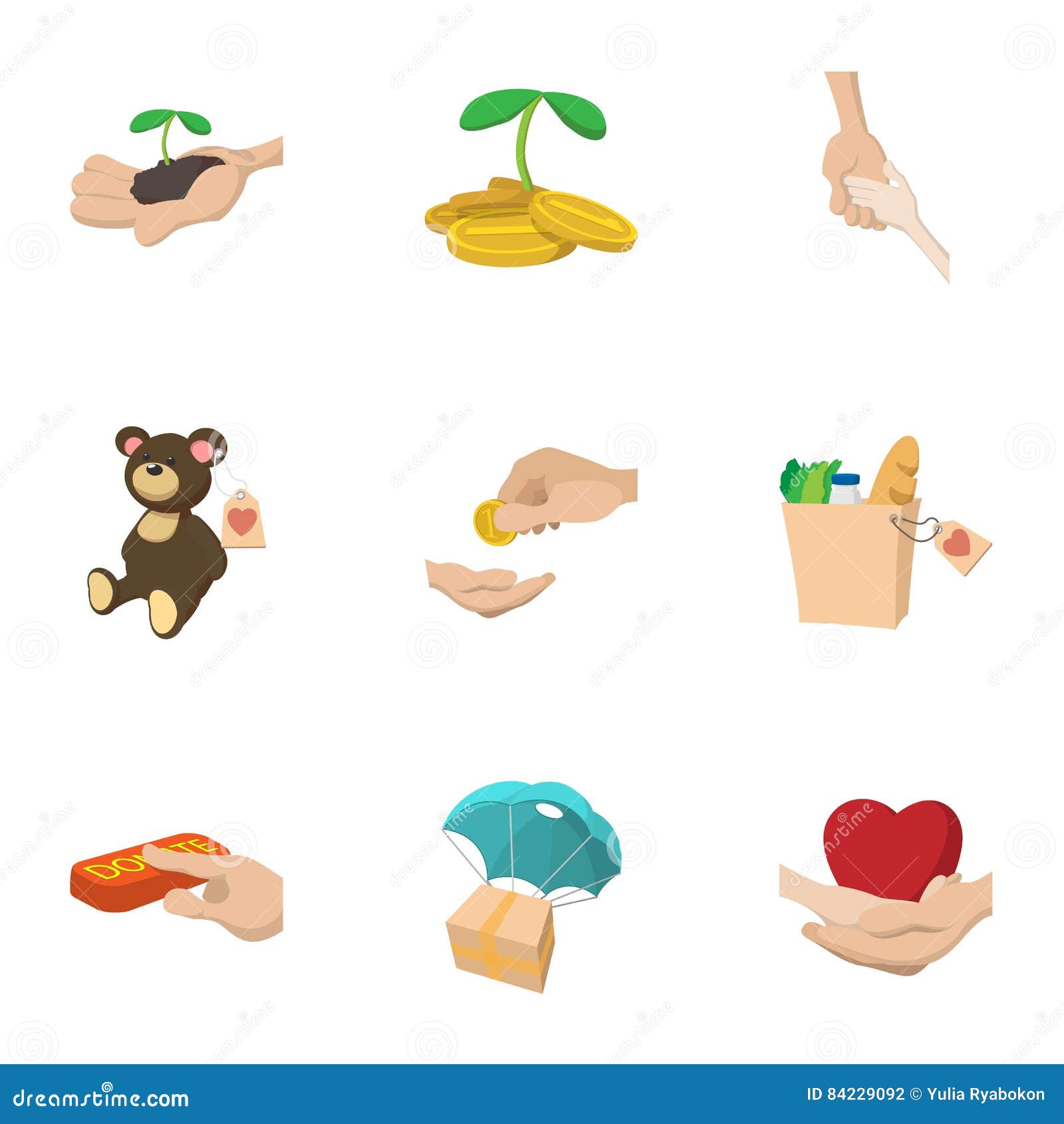 Donation Icons Set, Cartoon Style Stock Vector - Illustration of ...