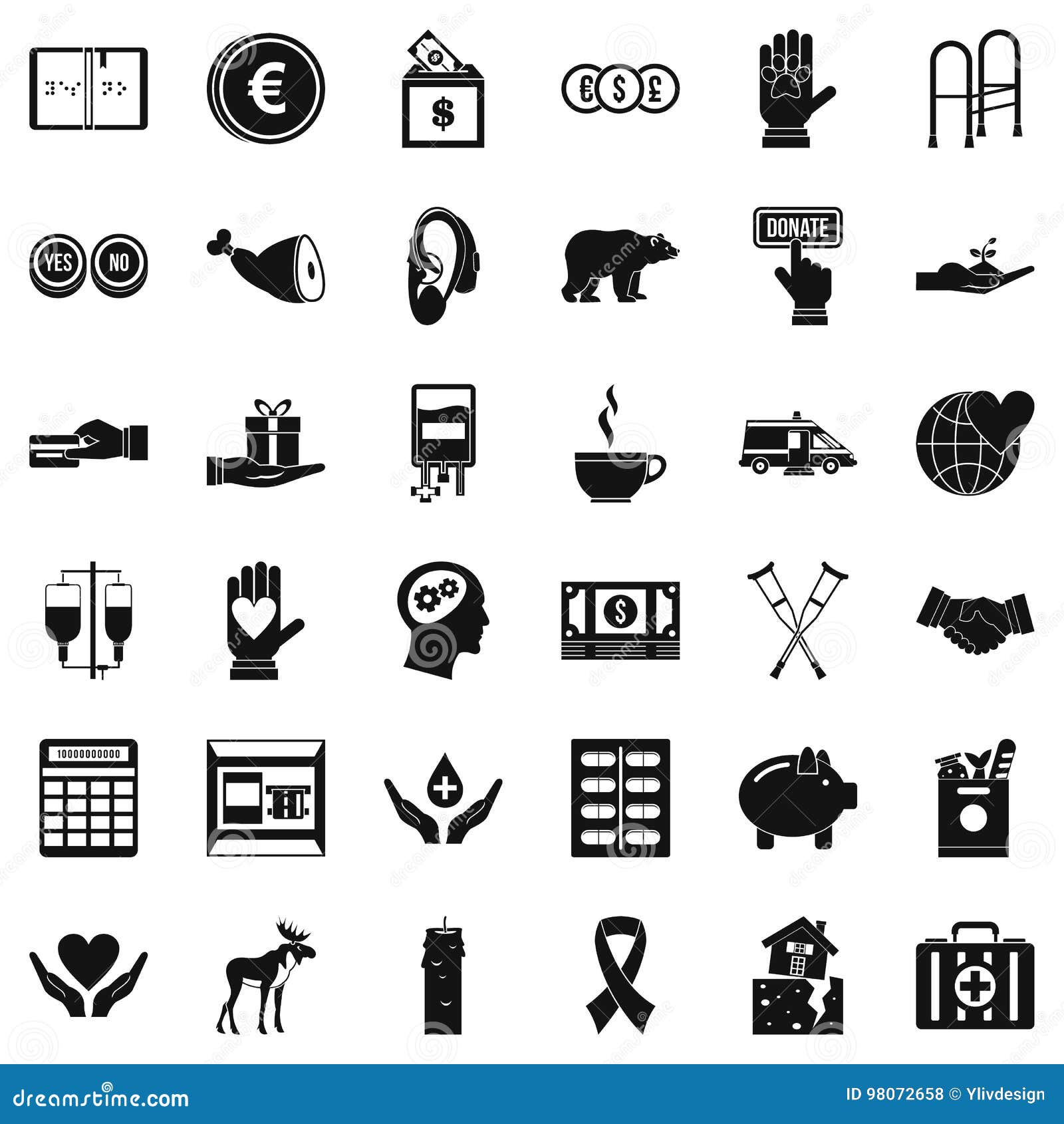 Donation Icons Set, Simple Style Stock Vector - Illustration of food ...