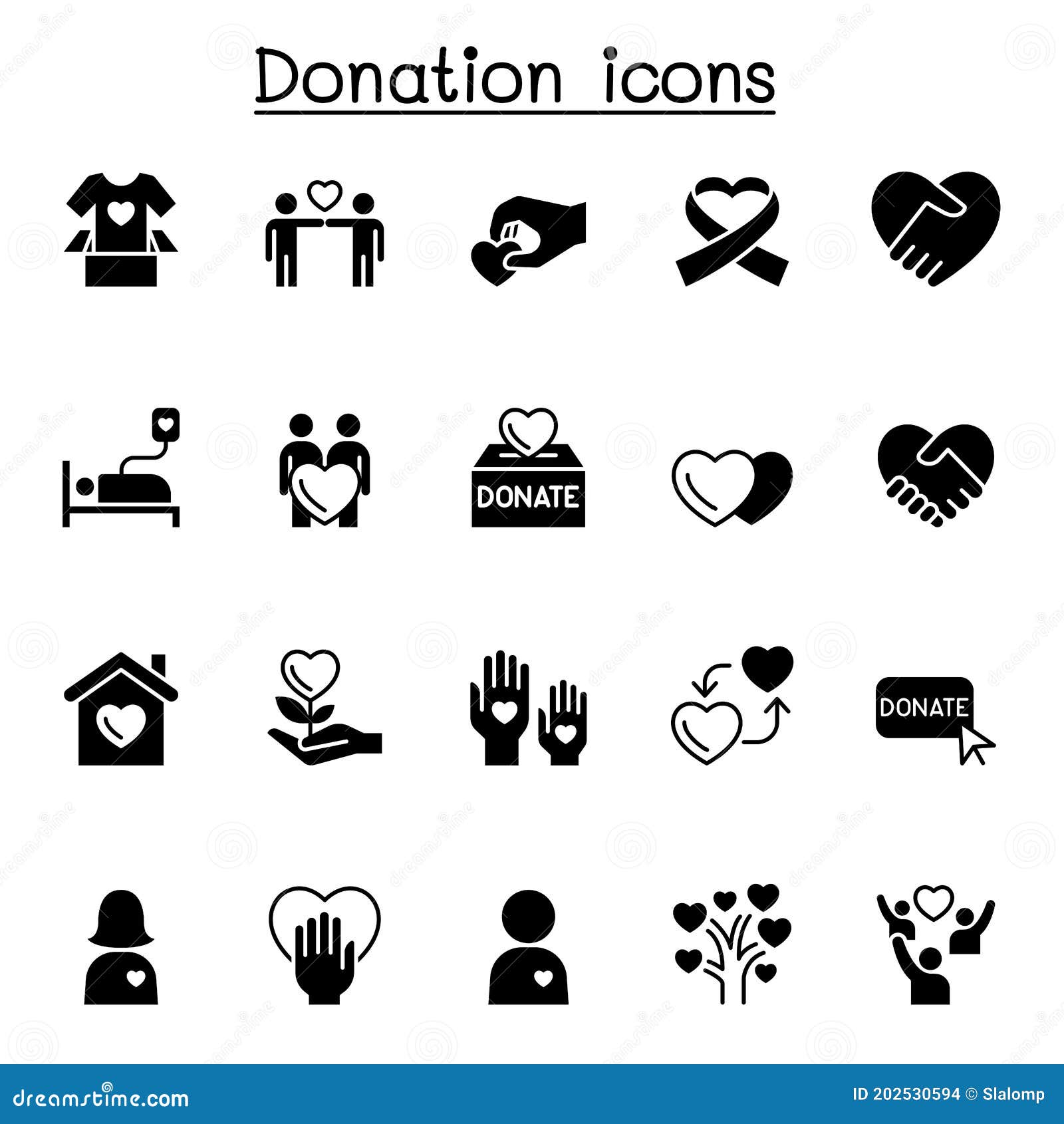 Donation Icons Set Vector Illustration Graphic Design Solid Style Stock ...
