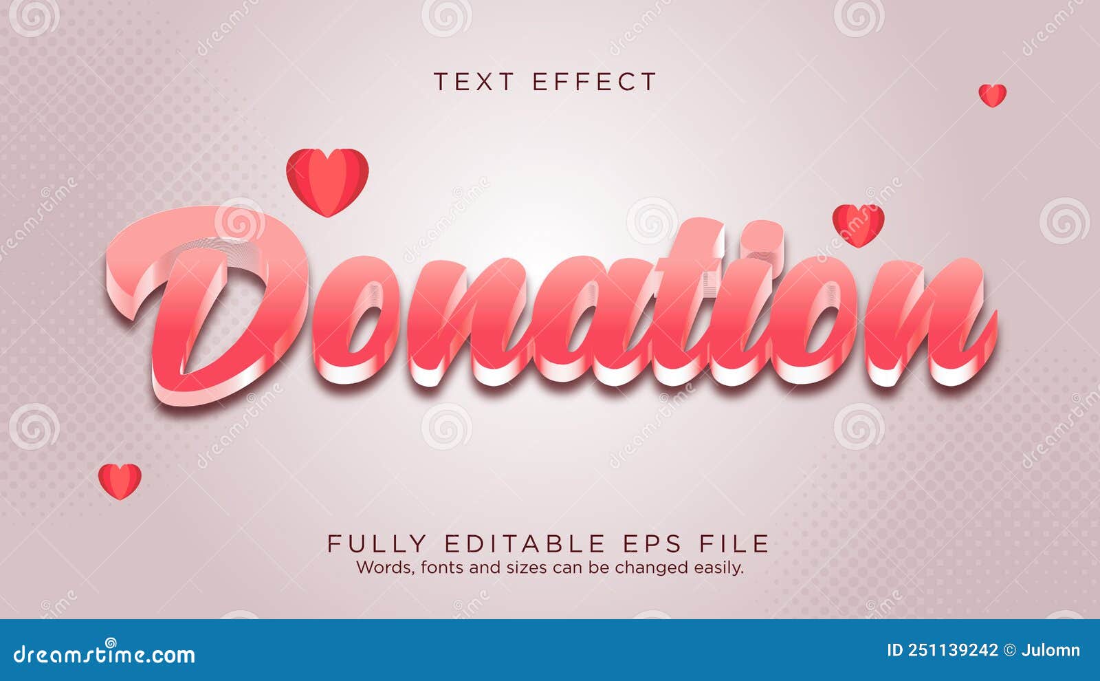 Donation with Love Text Effect Font Type Stock Illustration ...