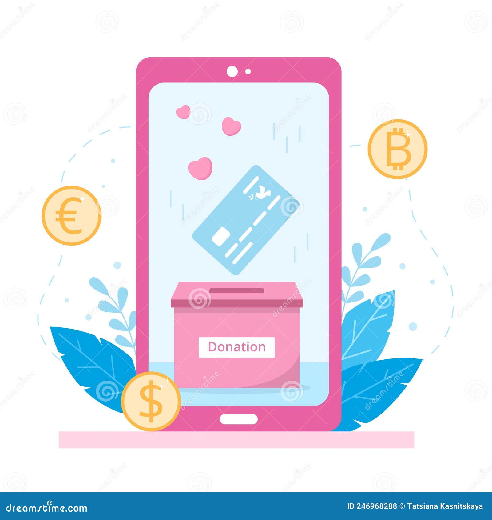 Donation and Support People Concept. Cute Illustration in a Flat Style ...