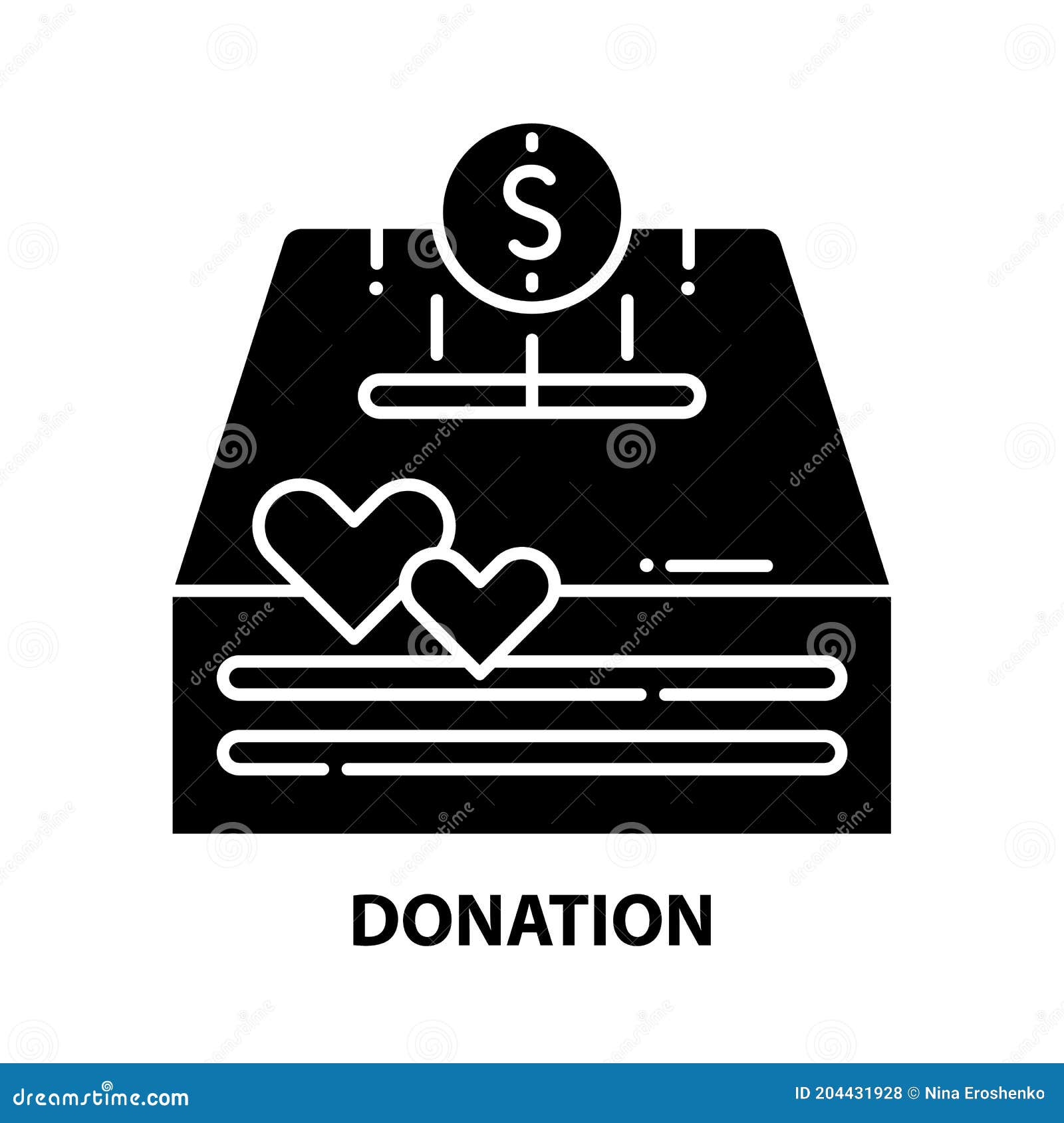 Donation Symbol Icon, Black Vector Sign with Editable Strokes, Concept ...