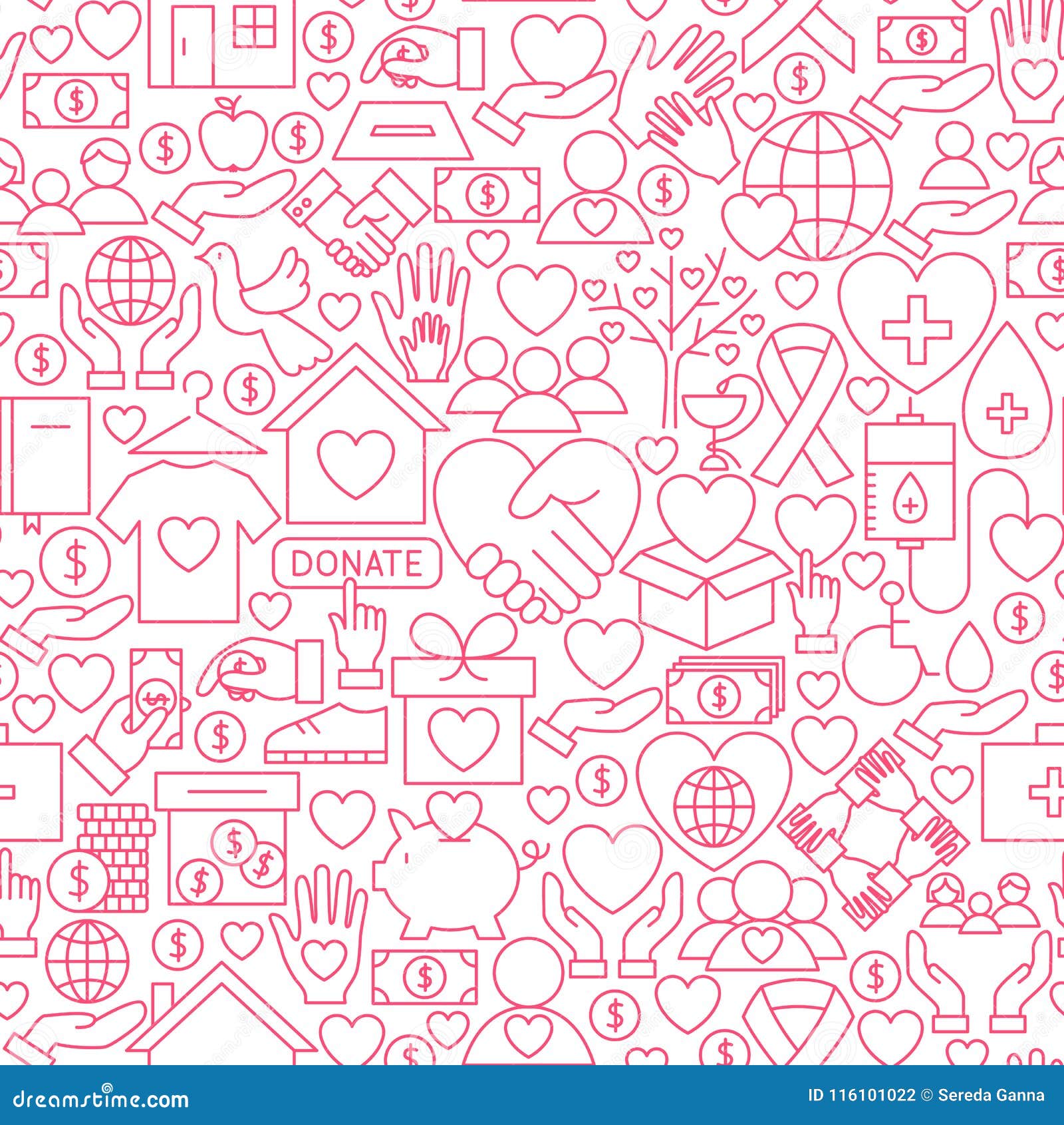 Donation White Line Seamless Pattern Stock Vector - Illustration of ...