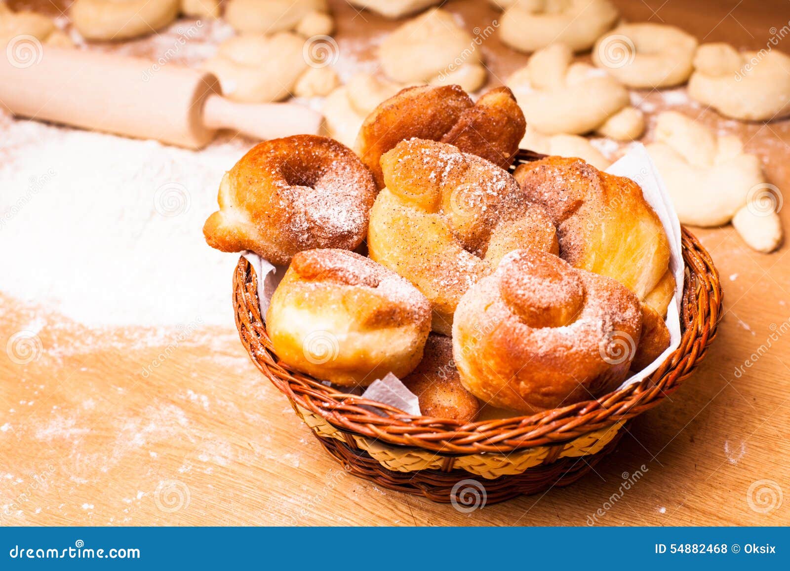 Donats in basket stock photo. Image of bakery, doughnut - 54882468