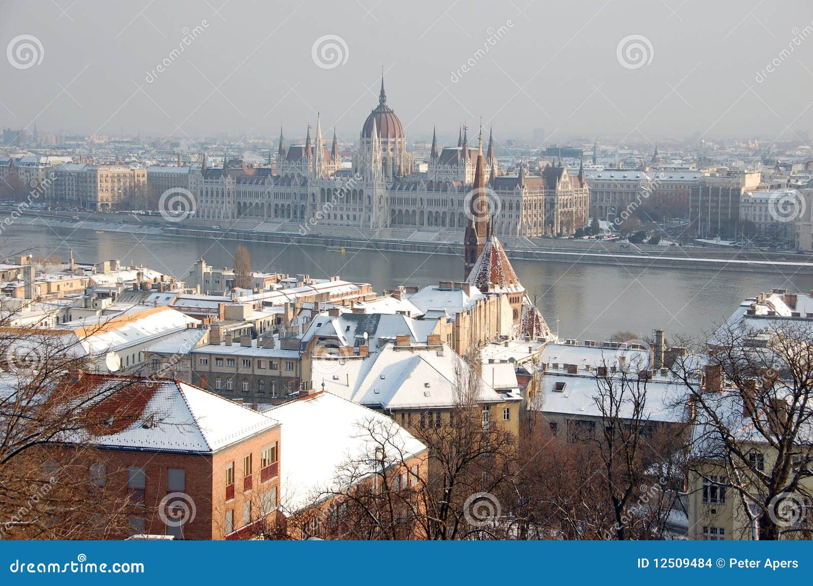 Budapest in winter stock photo. Image of buildings, house - 12509484