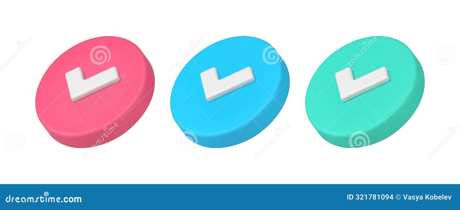 Done Check Mark Positive Vote Acceptance Agreement Checkbox 3d Icon Set ...