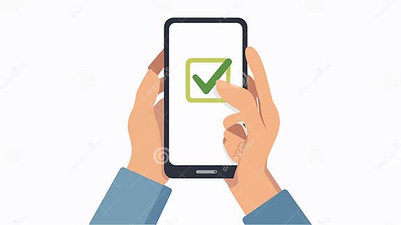 A "done" Checkmark on a Mobile Smart Phone Screen, Indicating Task ...