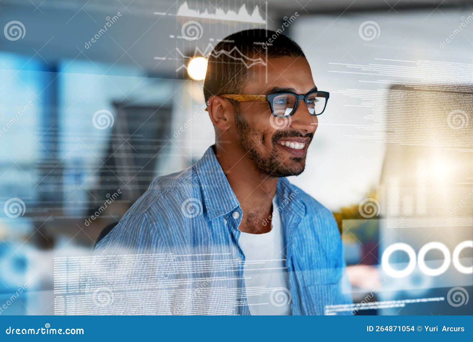 Almost Done Debugging. a Happy Computer Programmer Working on New Software at His Computer ...
