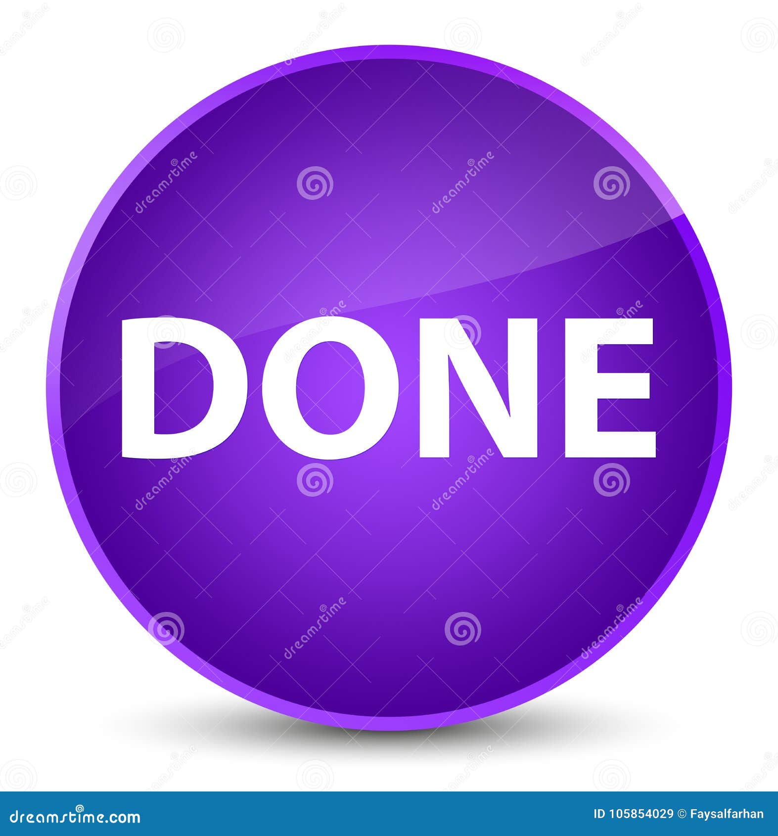 Done Elegant Purple Round Button Stock Illustration - Illustration of ...
