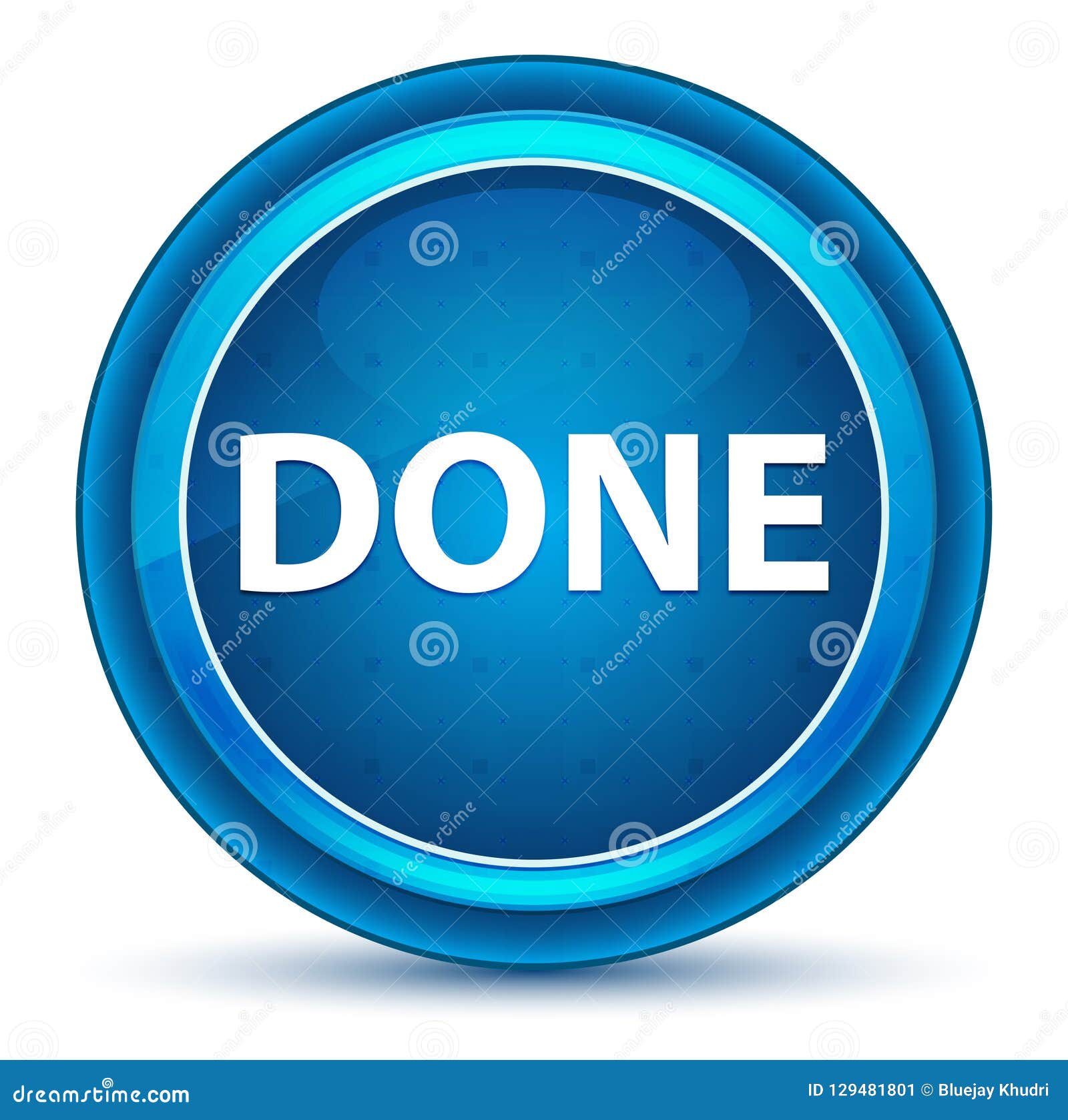 Done Eyeball Blue Round Button Stock Illustration - Illustration of ...