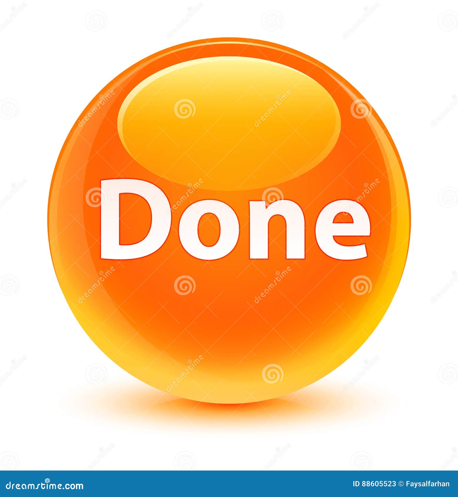 Done Glassy Orange Round Button Stock Illustration - Illustration of ...