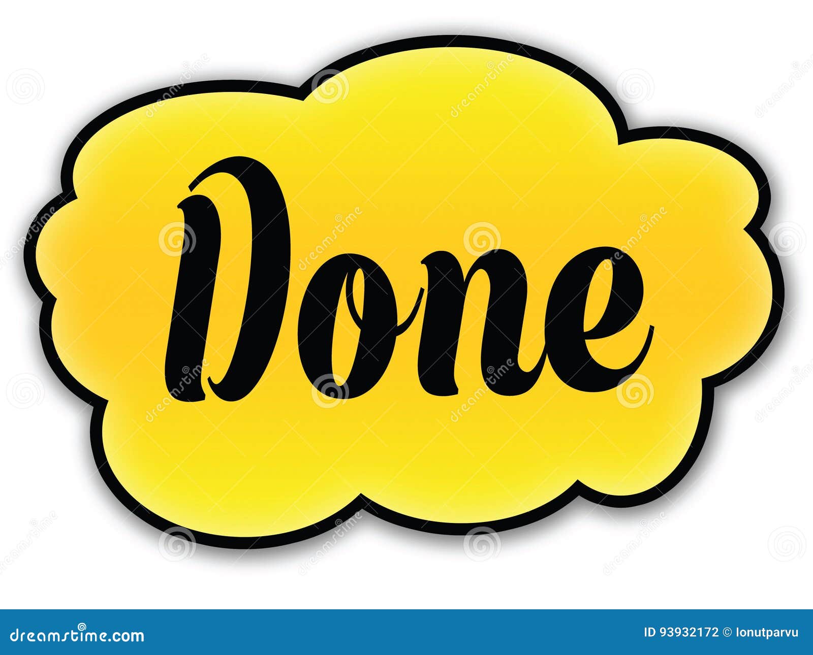 DONE Handwritten on Yellow Cloud with White Background Stock ...