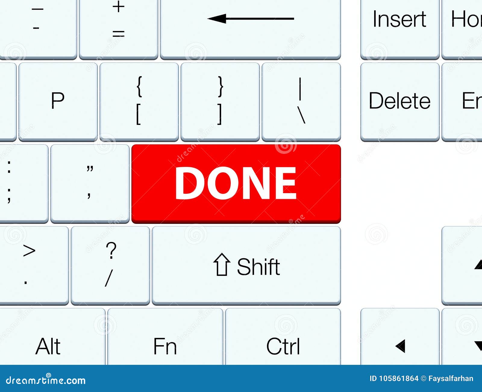 Done red keyboard button stock illustration. Illustration of word ...