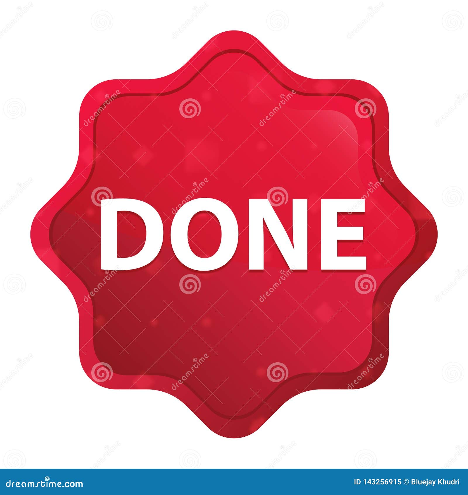 Done Misty Rose Red Starburst Sticker Button Stock Illustration ...