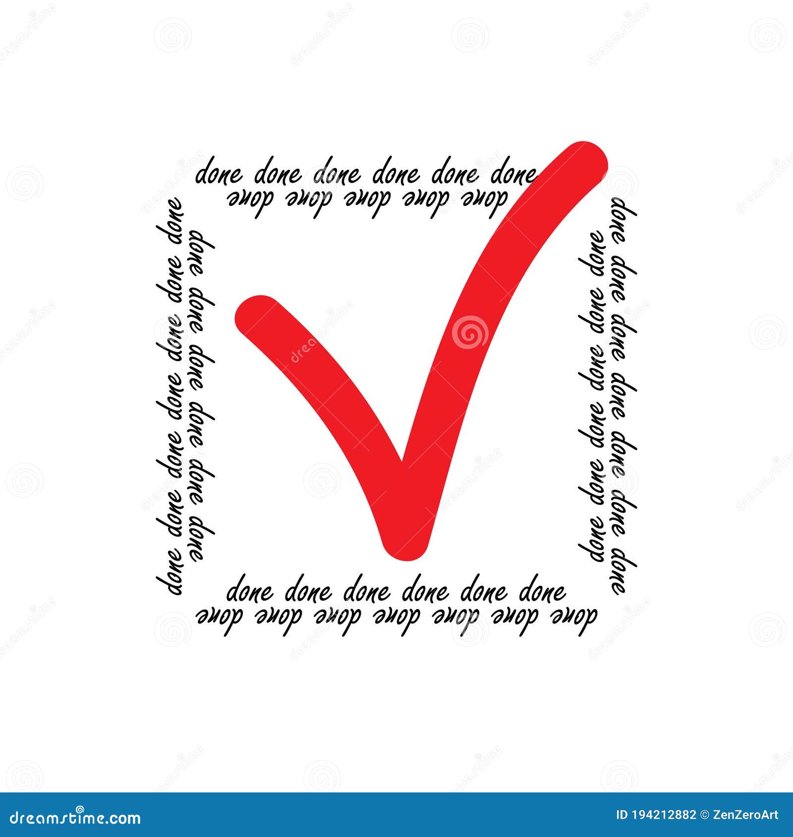 Done Symbol Icon in Form of Red Tick, Creative Vision. Vector, Text ...