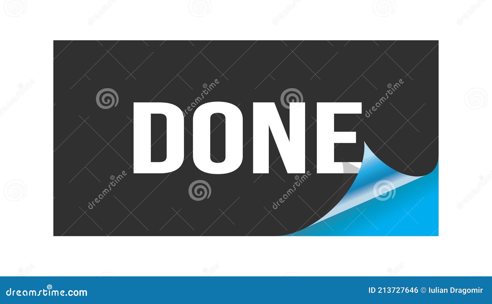 DONE Text Written on Black Blue Sticker Stock Illustration ...
