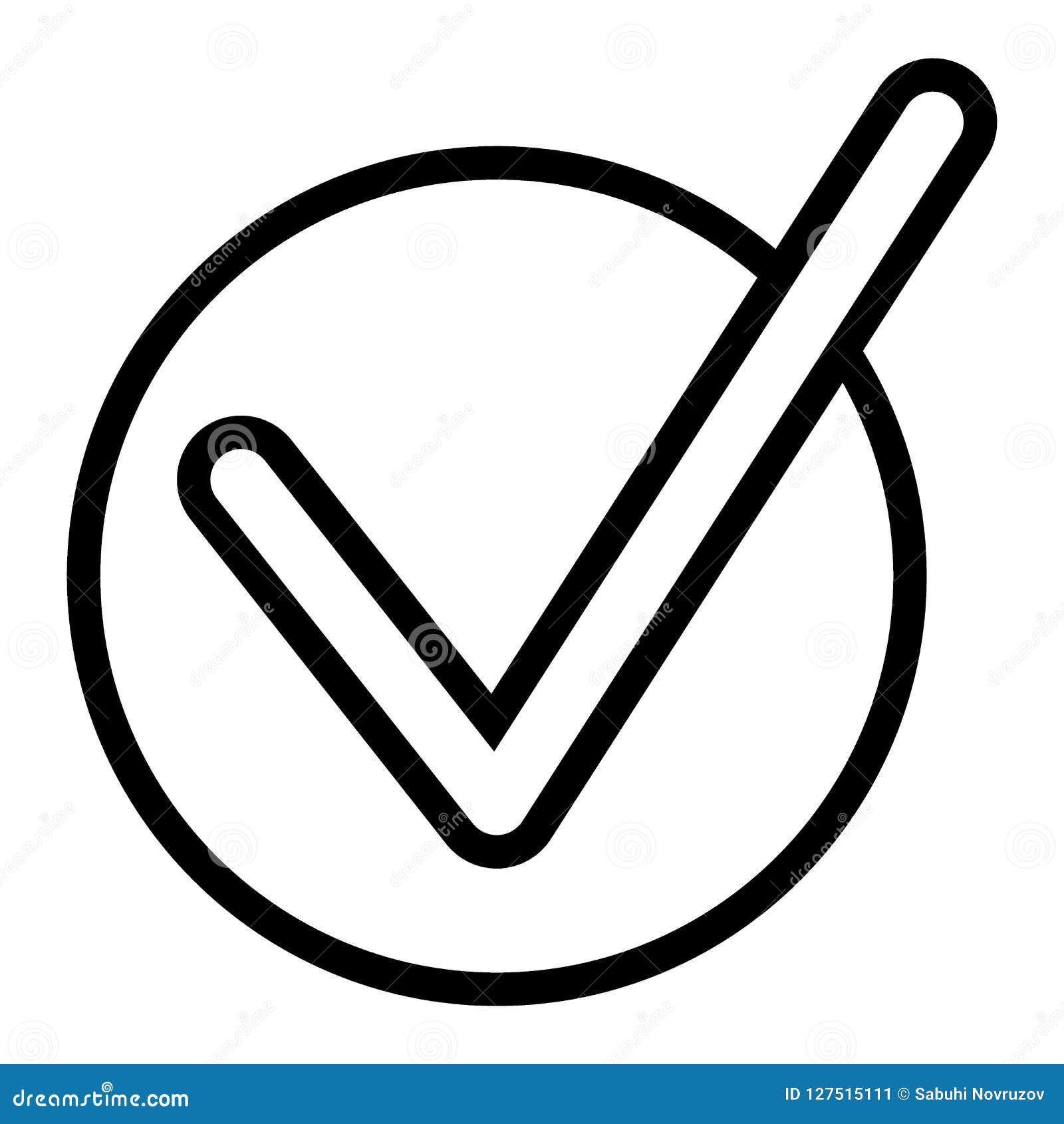 Done Tick Line Icon. Correct Vector Illustration Isolated on White ...