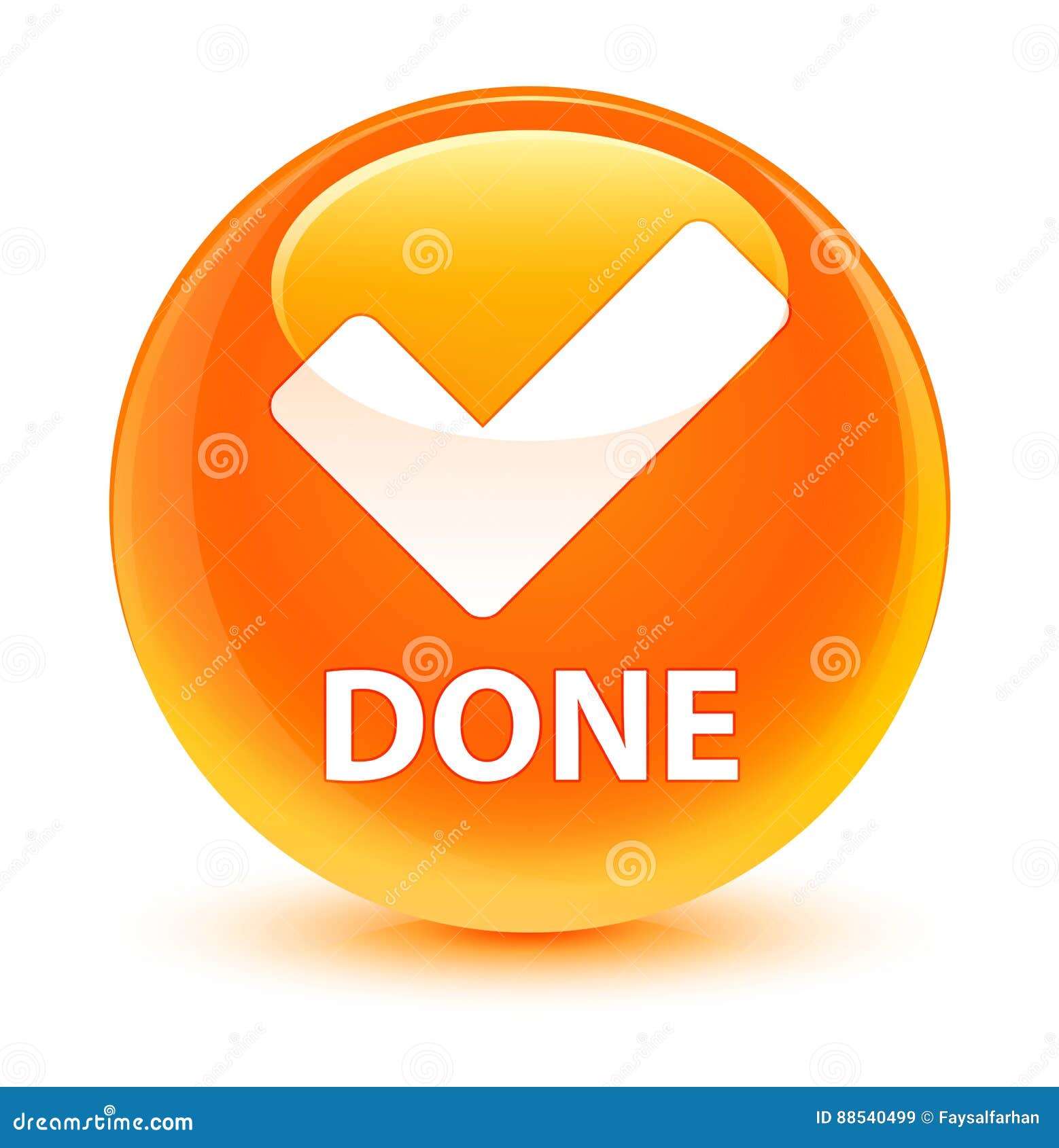 Done (validate Icon) Glassy Orange Round Button Stock Illustration ...