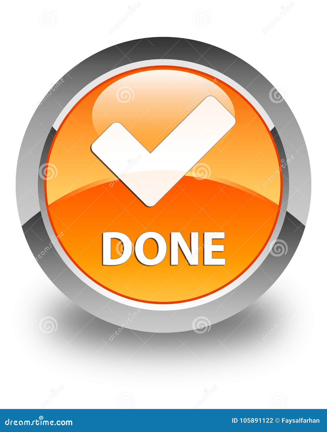 Done (validate Icon) Glossy Orange Round Button Stock Illustration ...