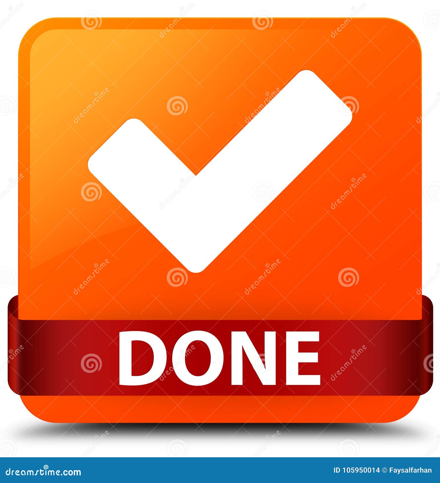 Done (validate Icon) Orange Square Button Red Ribbon in Middle Stock ...