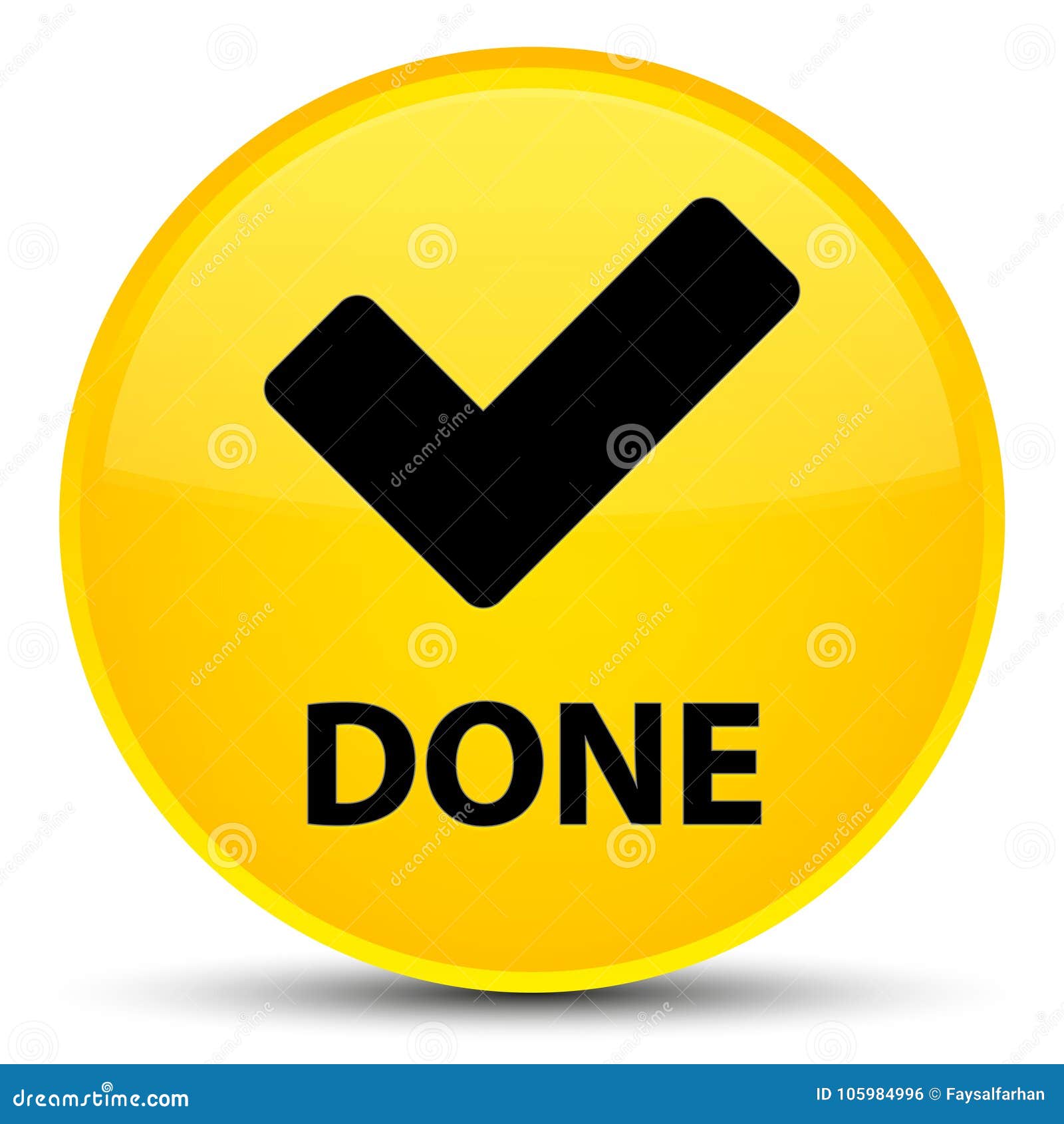 Done (validate Icon) Special Yellow Round Button Stock Illustration ...
